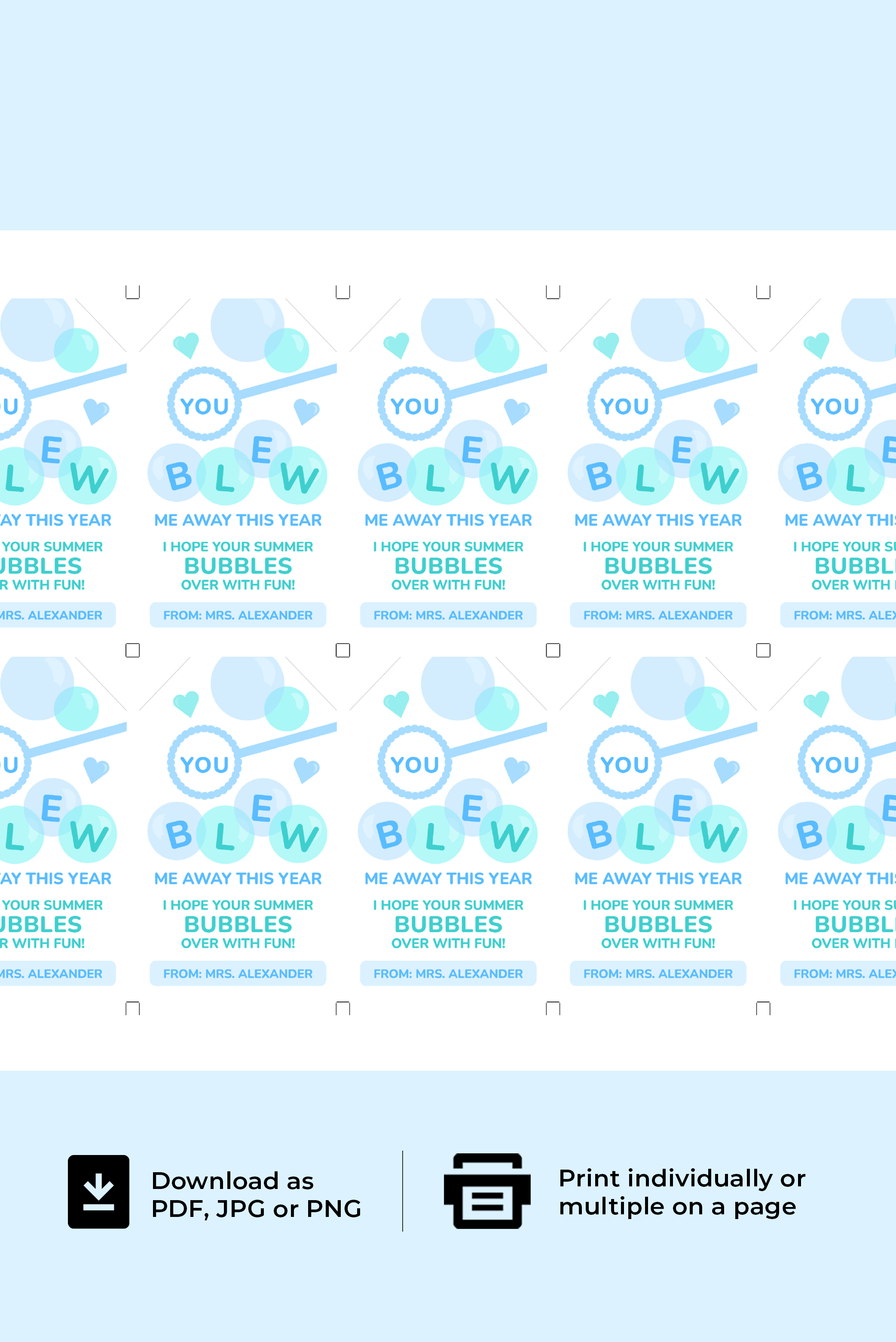 Printable Bubble Wand Gift Tags for Students | Teacher Classroom Gifts ...