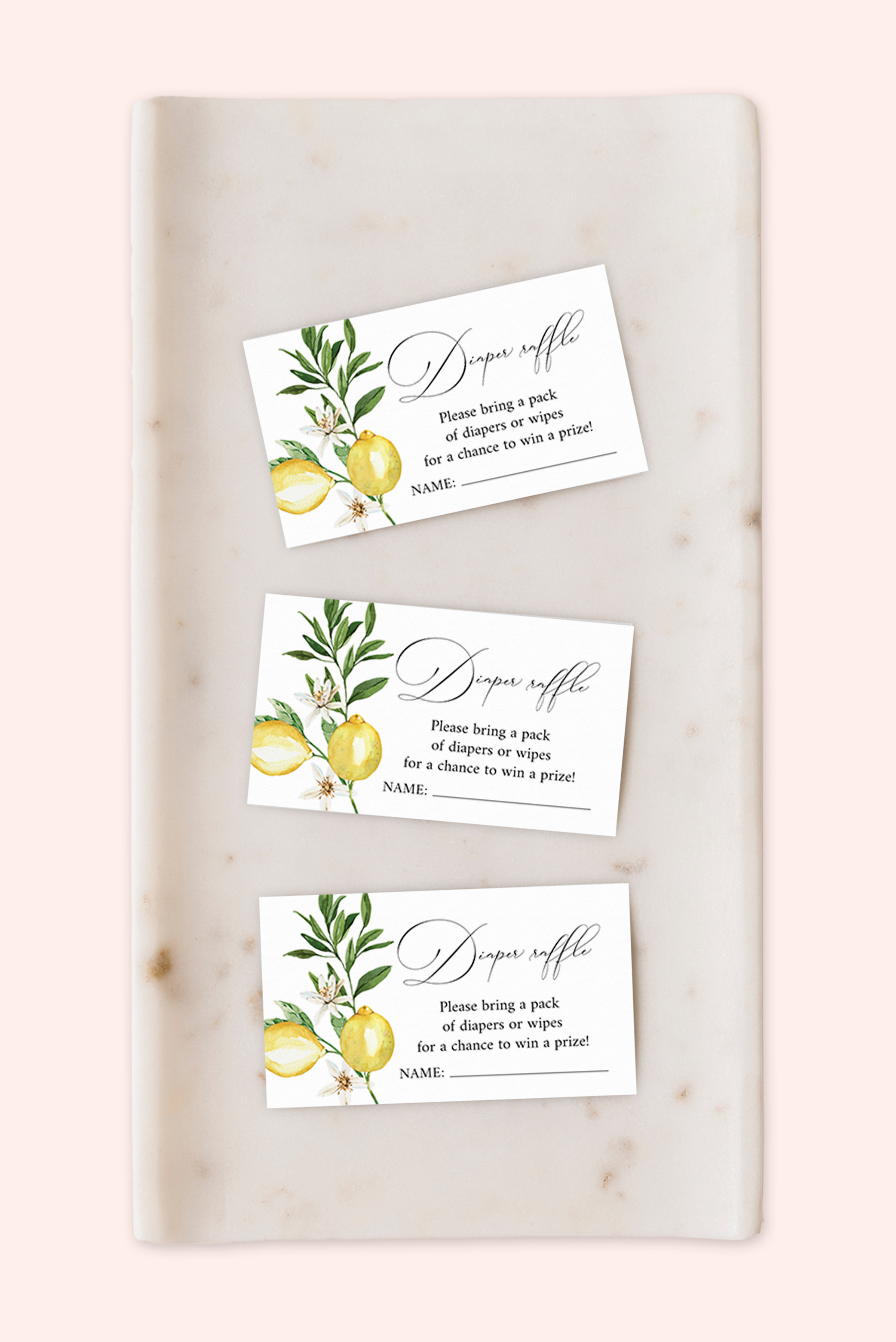 Printable Lemon Baby Shower Diaper Raffle Tickets | Gender Neutral ...