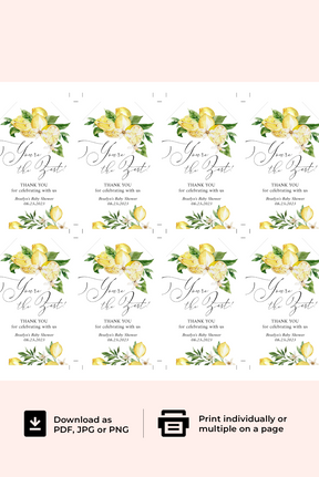 Printable Lemon Gift Tags for Party Favors | Baby Shower Ideas – ARRA ...