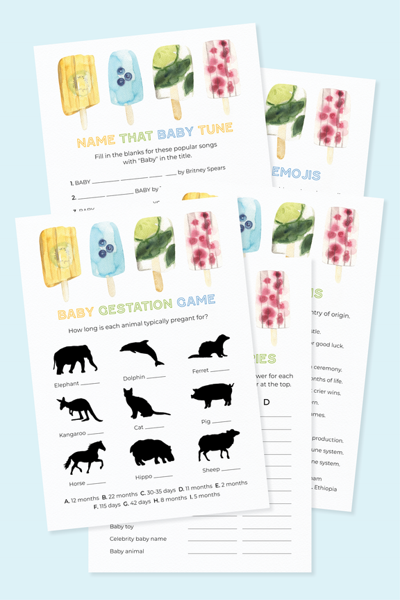 Popsicle Baby Shower Games | Gender Neutral Summer Baby Shower Theme ...