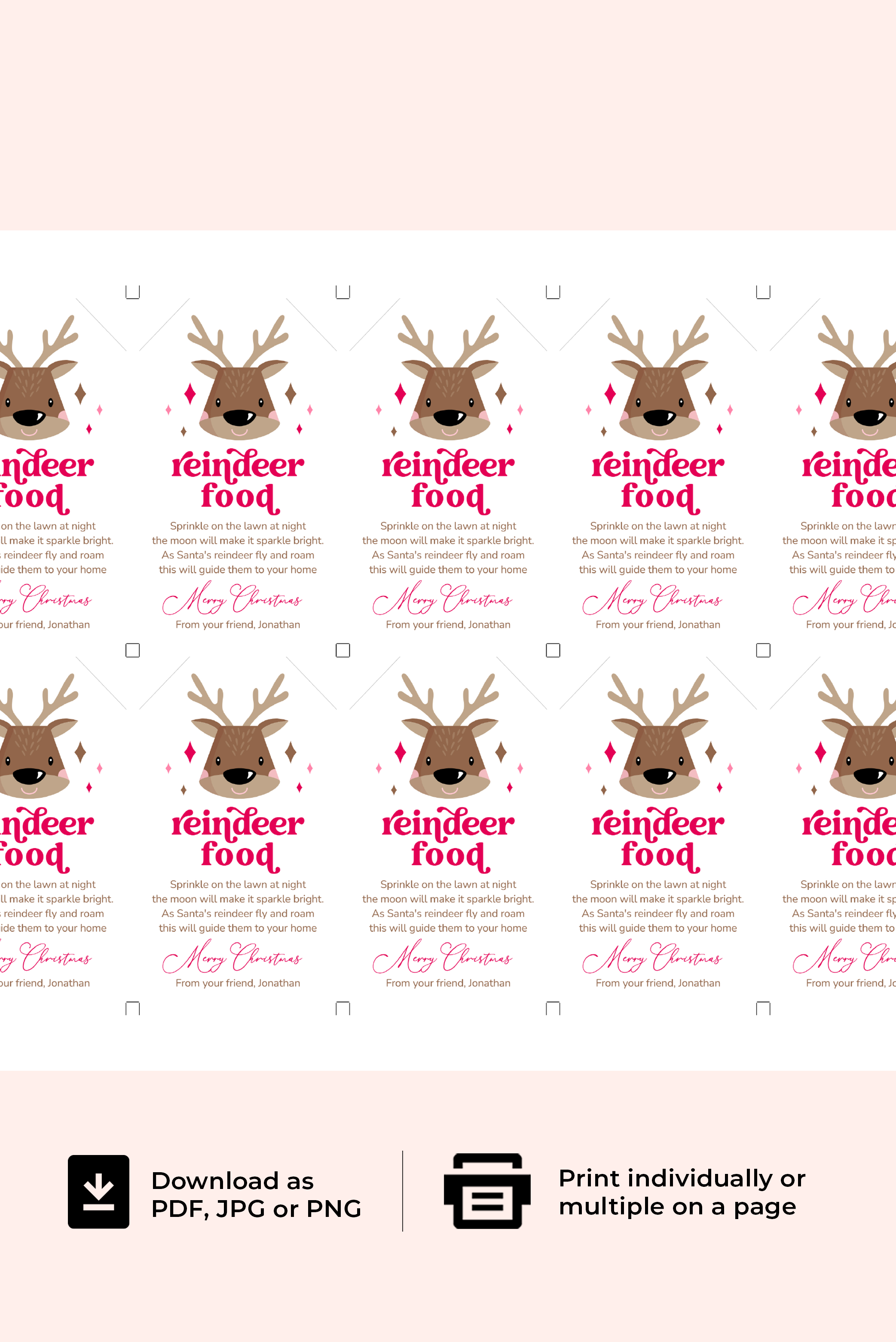 Festive Reindeer Food Gift Tags for Kids | Printable Christmas labels ...