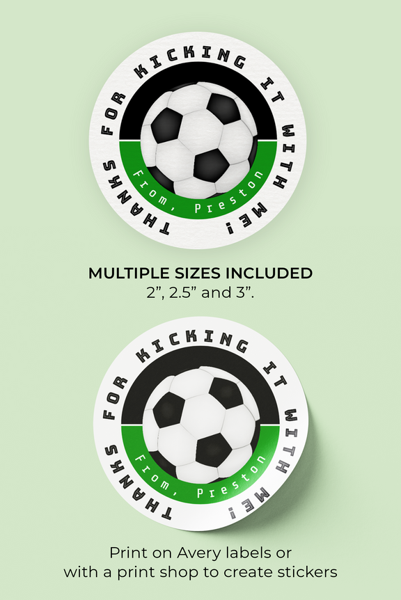Soccer Birthday Party Favours | Printable Soccer Theme Stickers – ARRA ...