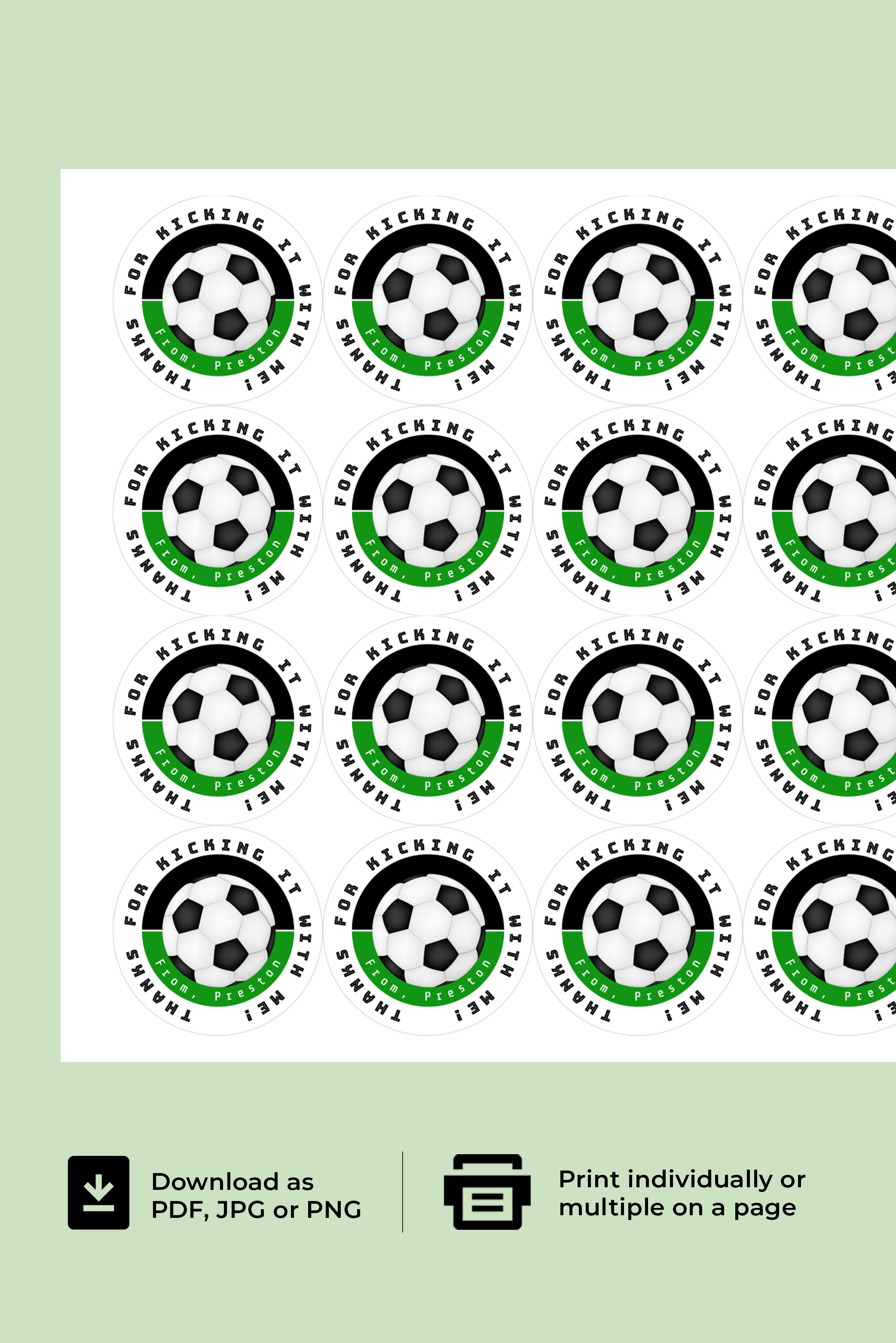 Soccer Birthday Party Favours | Printable Soccer Theme Stickers – ARRA ...