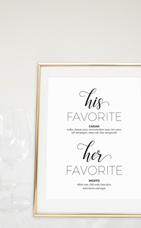 His and Her Favorite Drinks Wedding Sign – ARRA Creative