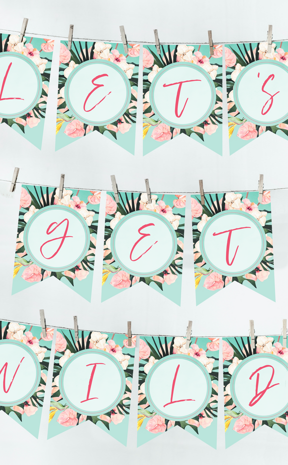 Let's Get Wild Tropical Jungle Animals Birthday Party Banner – ARRA ...