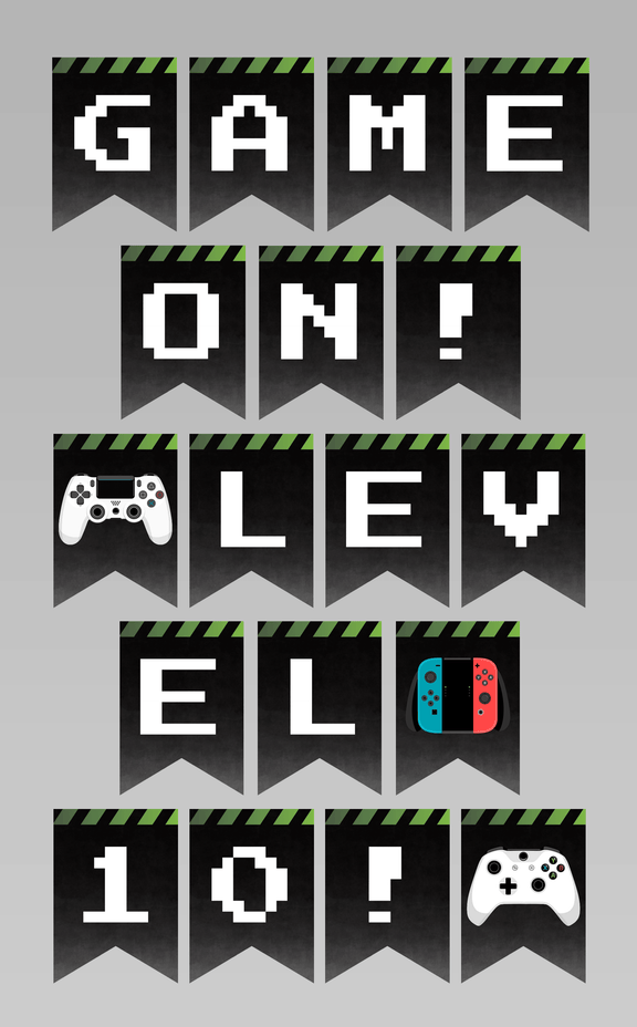 Video Game Birthday Party Banner | Printable Party Decorations – ARRA ...