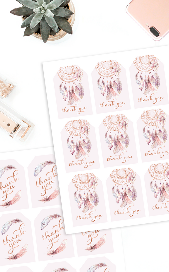 Boho Birthday Party Decorations | Dreamcatcher Party Favour Tags – ARRA ...