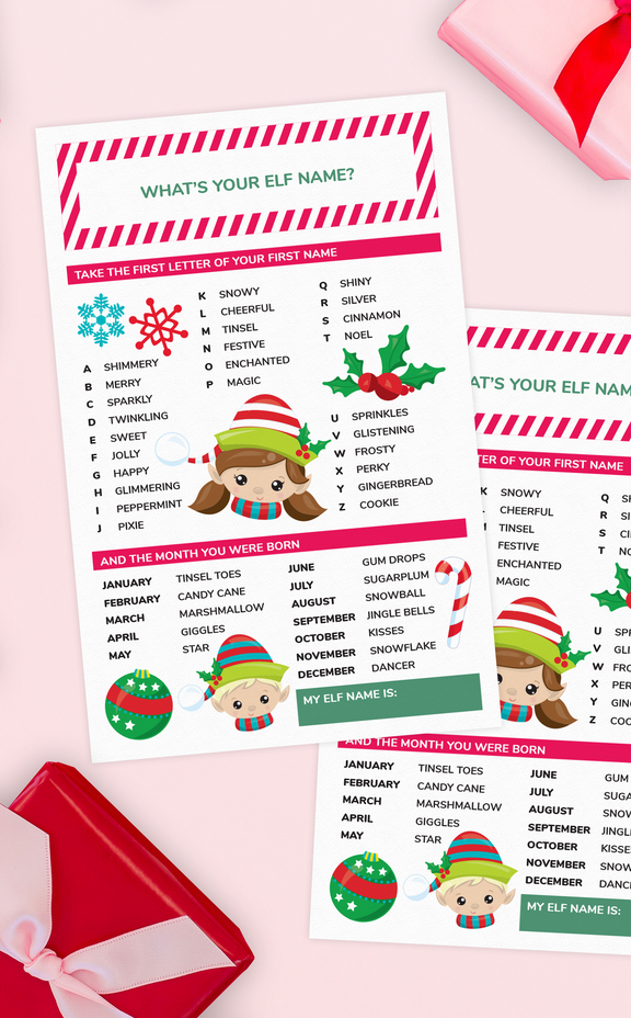 What's Your Elf Name Printable Christmas Game for Kids – ARRA Creative