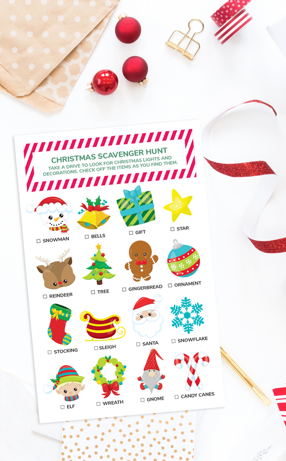Printable Christmas Scavenger Hunt Game for Kids – ARRA Creative