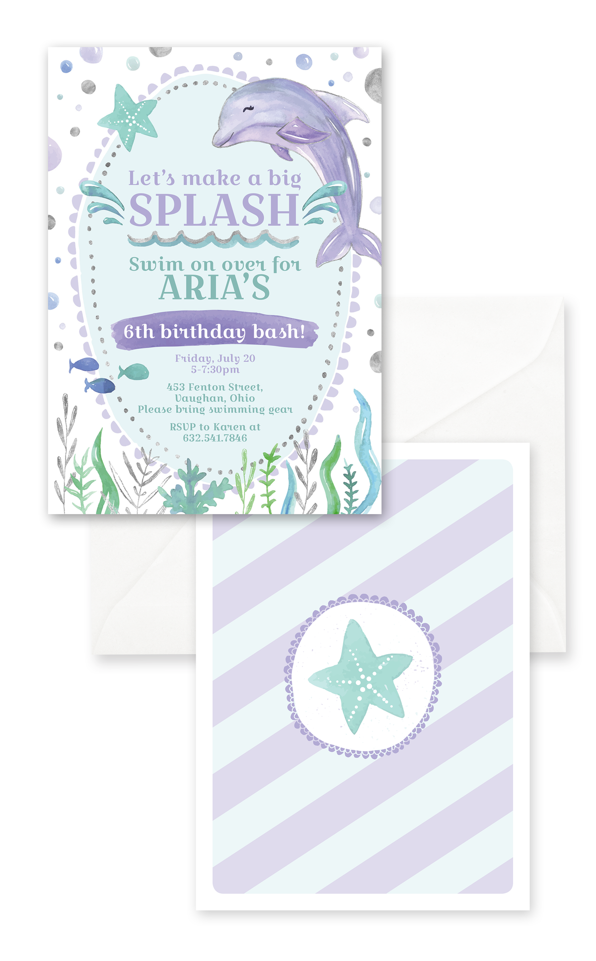 Dolphin Birthday Party Invitation Printable Under The Sea Party