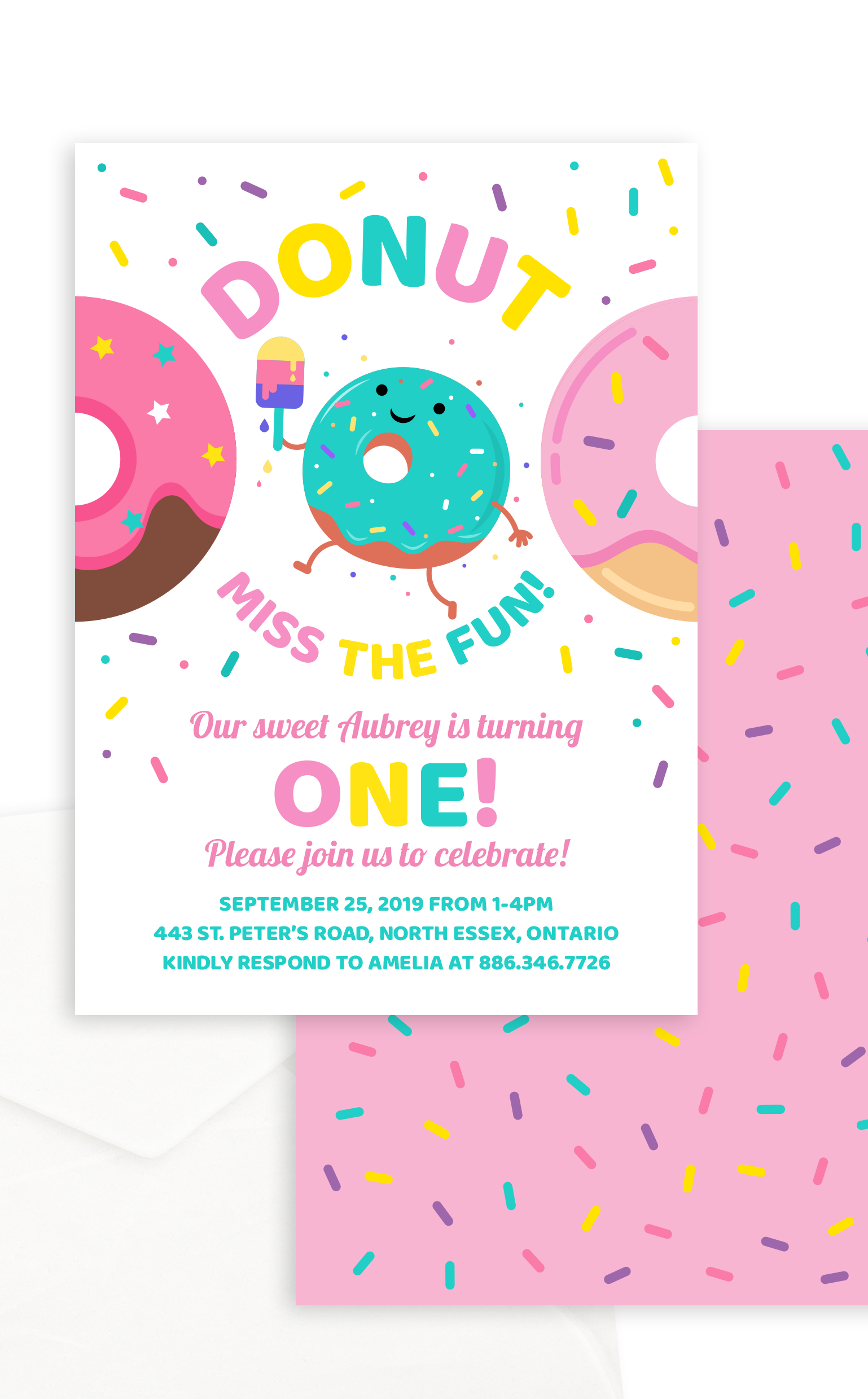 Girl Birthday Ideas | Donut Birthday Party Invitation Template – ARRA ...