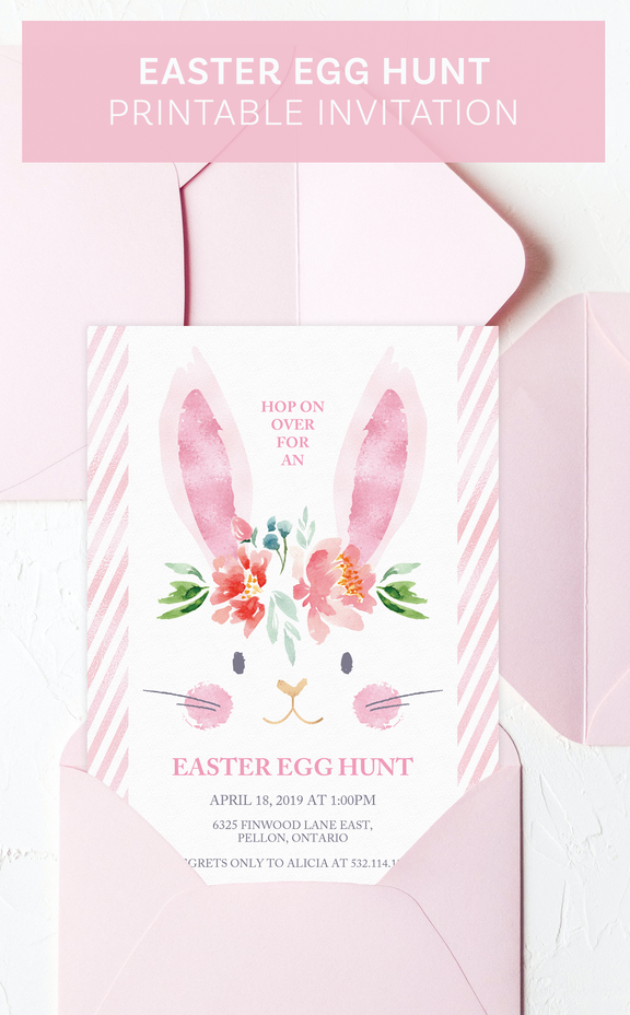 Easter Egg Hunt Party Invitation Template | Bunny Invitation – ARRA ...