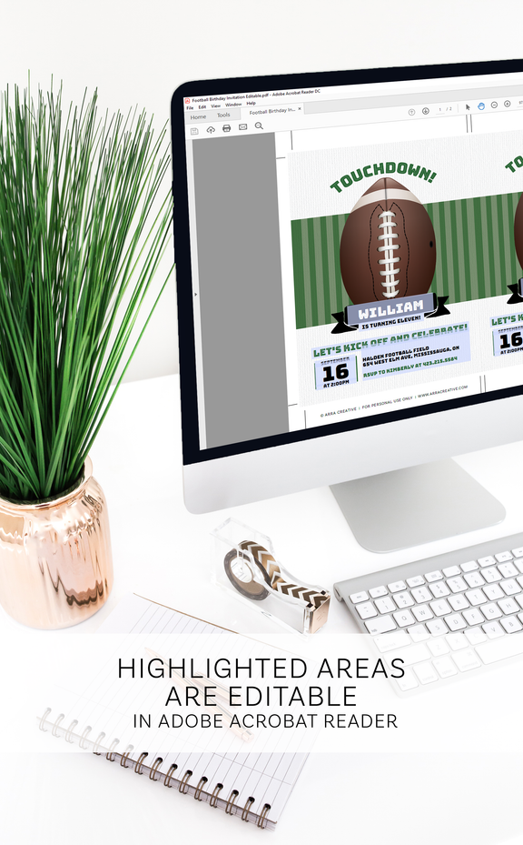 Touchdown Football Birthday Party Invitation – ARRA Creative