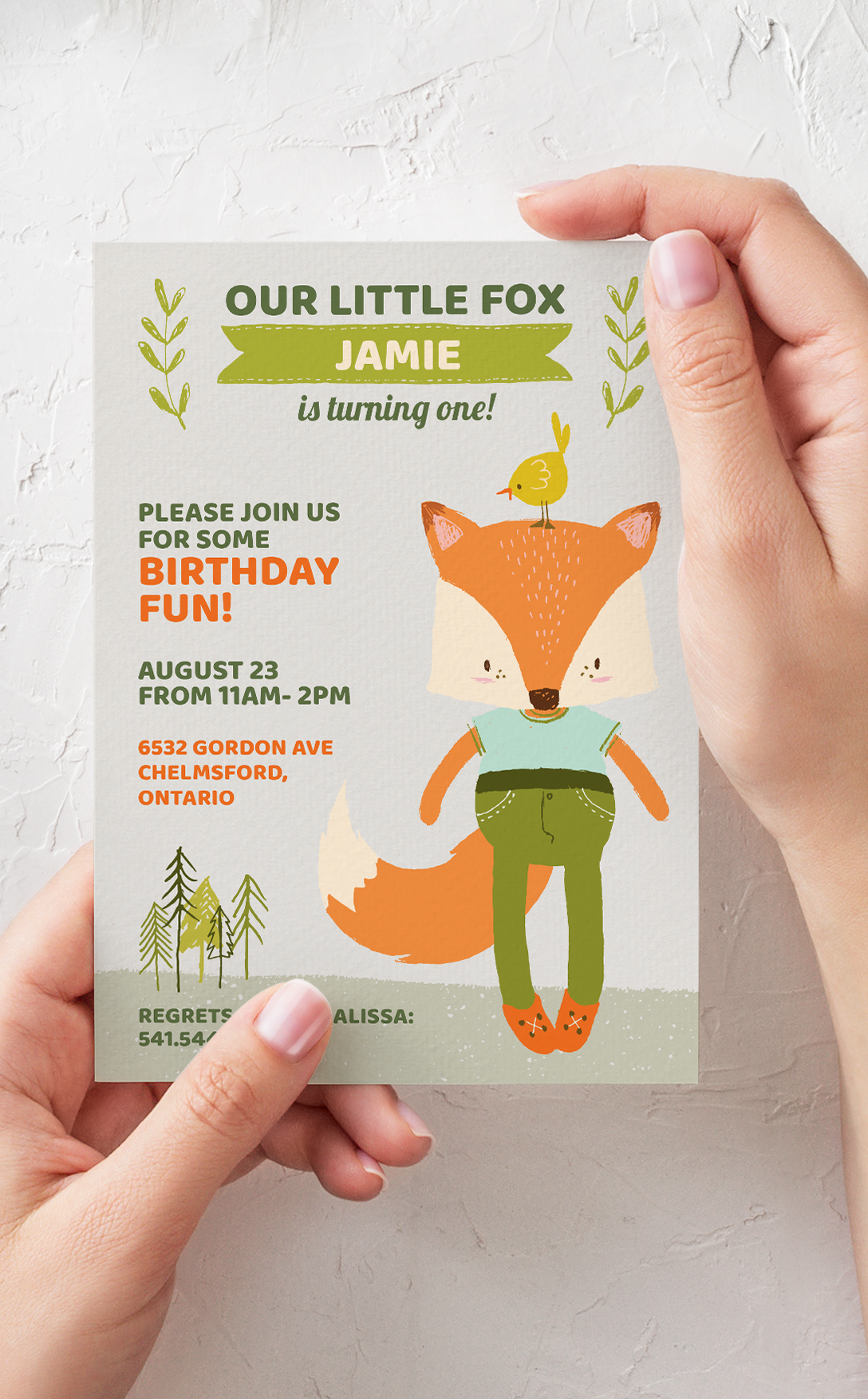 Woodland Fox Birthday Party Invitation – ARRA Creative