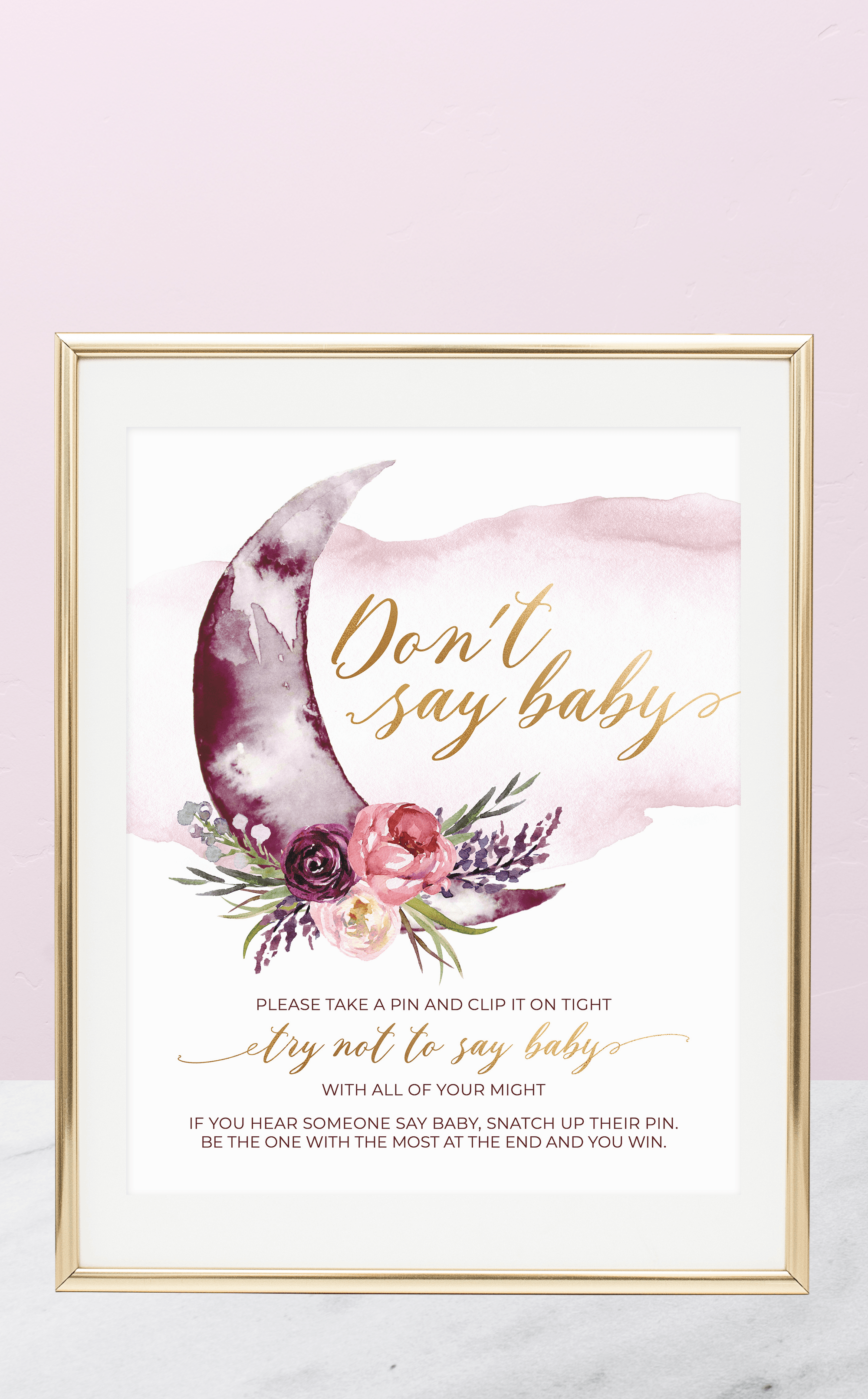 Over the Moon Baby Shower Don't Say Baby Game Sign – ARRA Creative