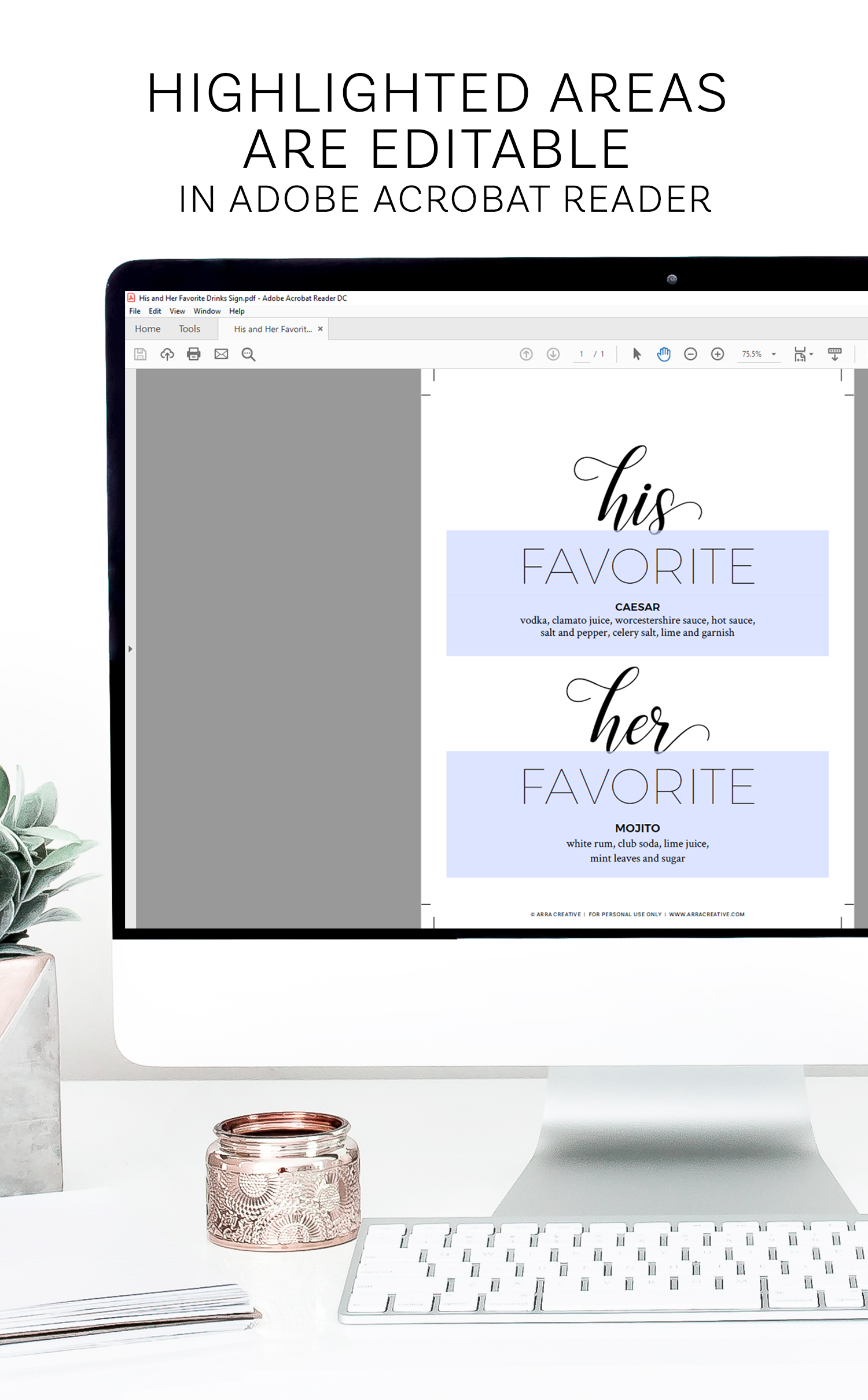 His and Her Favorite Drinks Wedding Sign – ARRA Creative