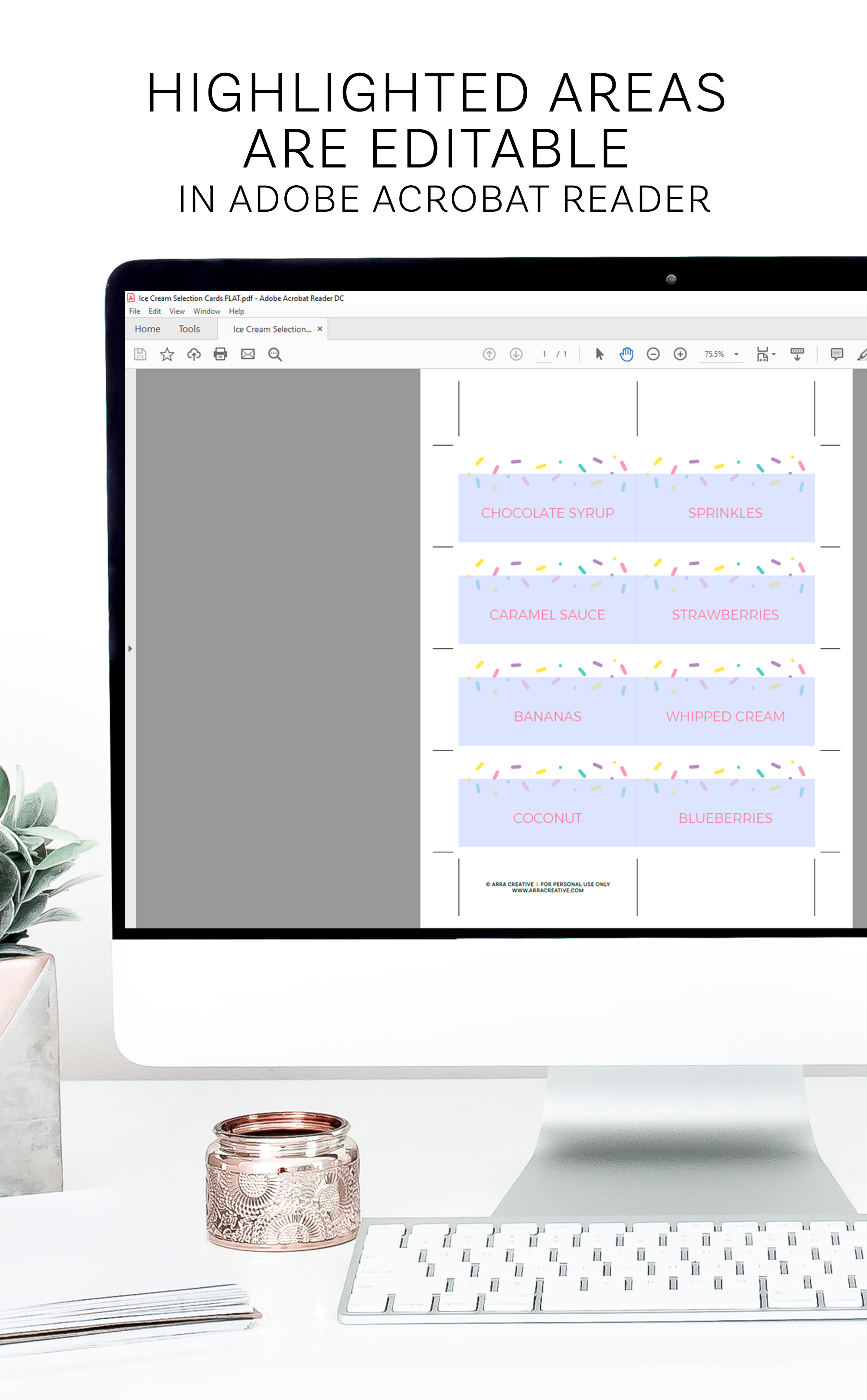 Treat Yo Self Sign and Ice Cream Topping Labels – ARRA Creative