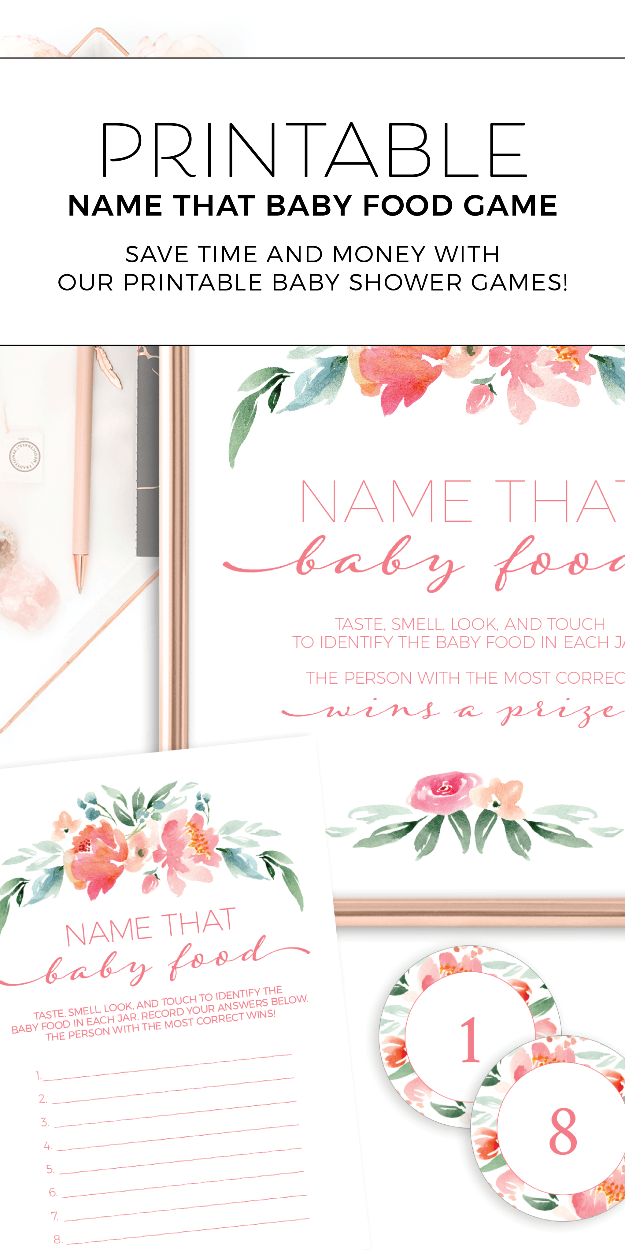 Printable Girl Baby Shower Games | Guest the Baby Food – ARRA Creative