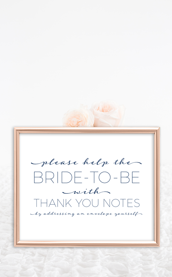 Navy Address an Envelope Bridal Shower Sign – ARRA Creative