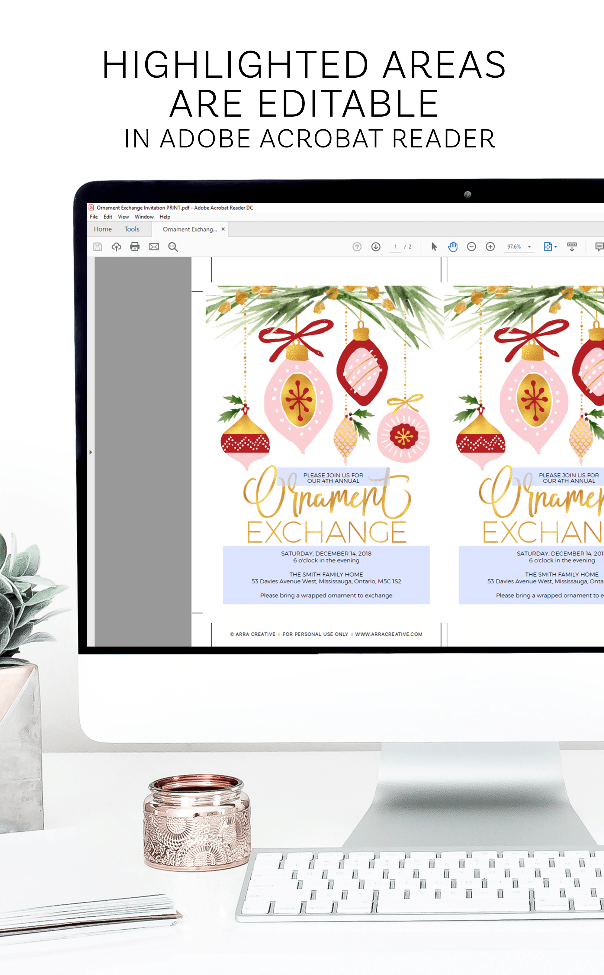 Ornament Exchange Christmas Party Invitation | Printable File – ARRA ...