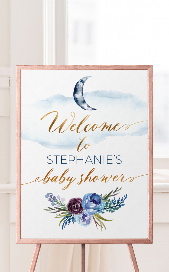 Over the Moon Baby Shower Welcome Sign – ARRA Creative