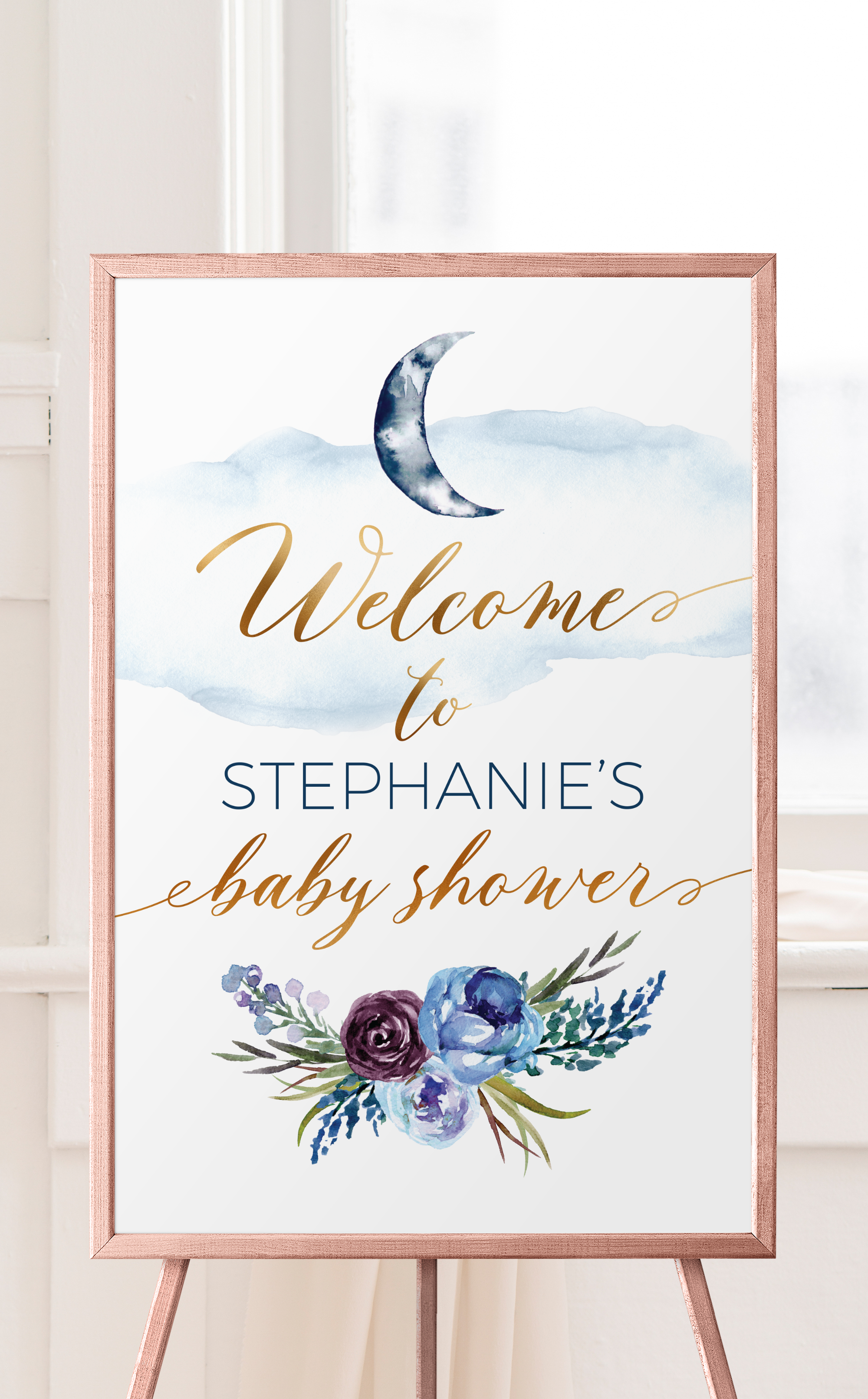 Over the Moon Baby Shower Welcome Sign – ARRA Creative
