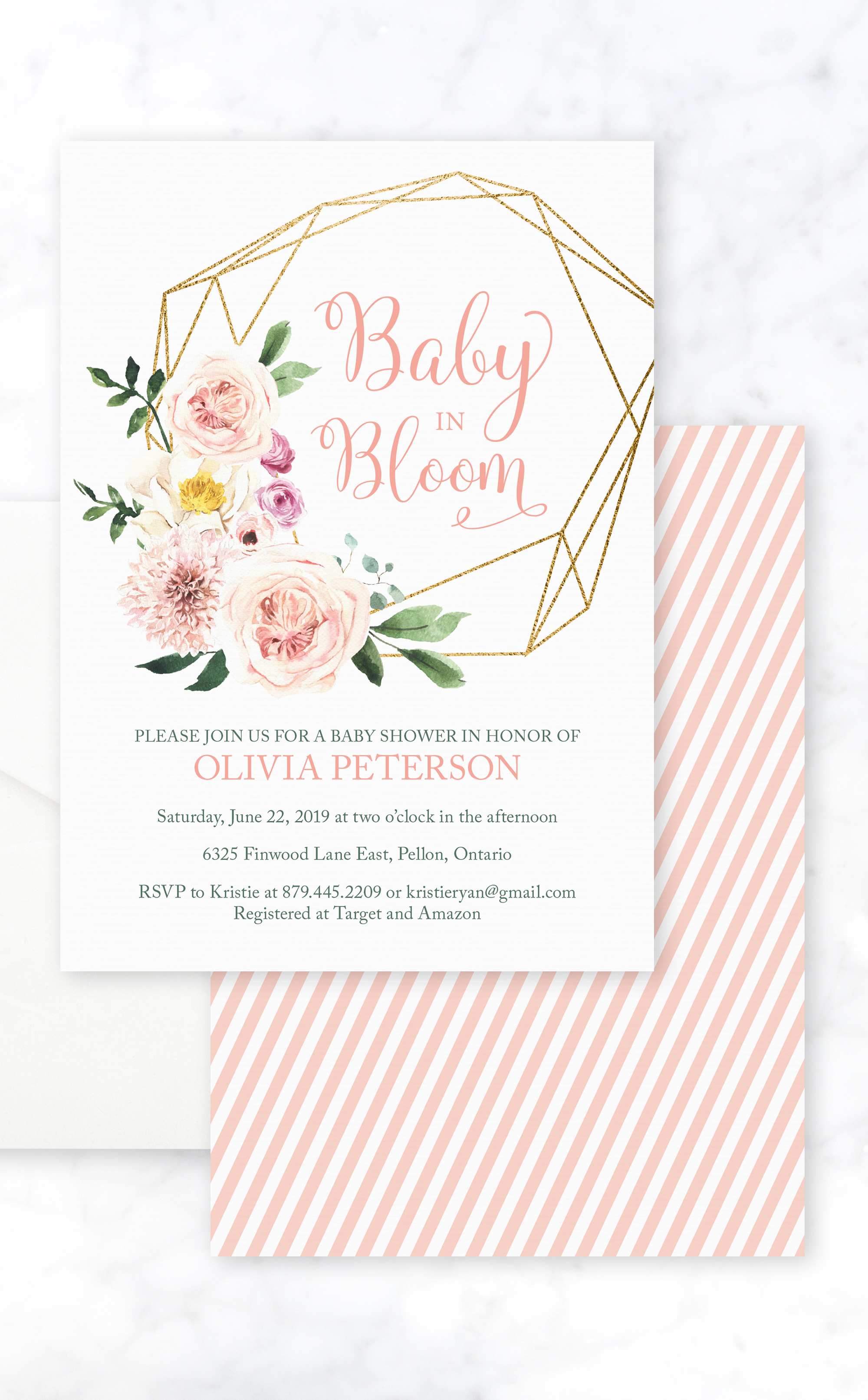Pink Baby in Bloom Baby Shower Invitation Template – ARRA Creative