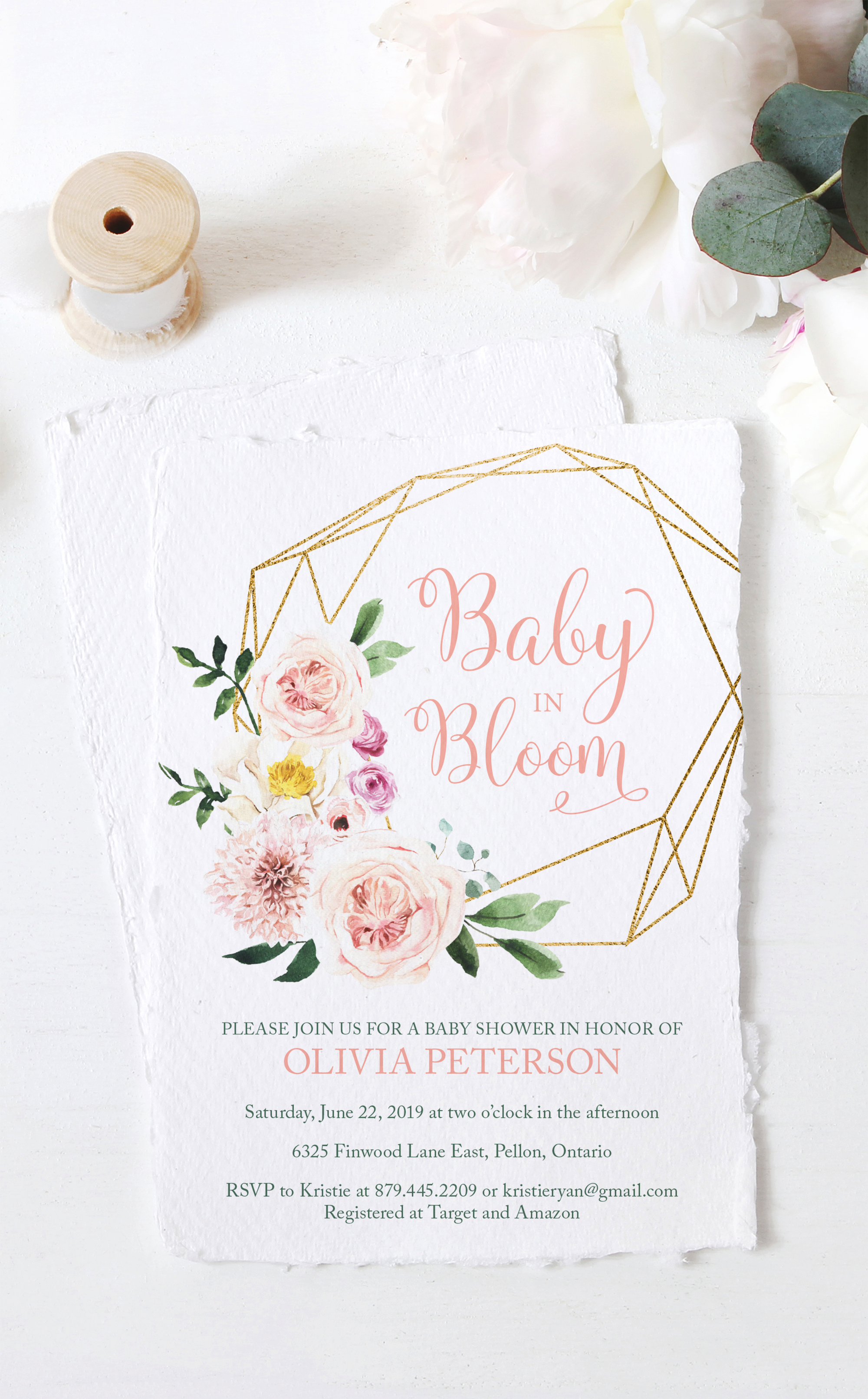 Pink Baby in Bloom Baby Shower Invitation Template – ARRA Creative