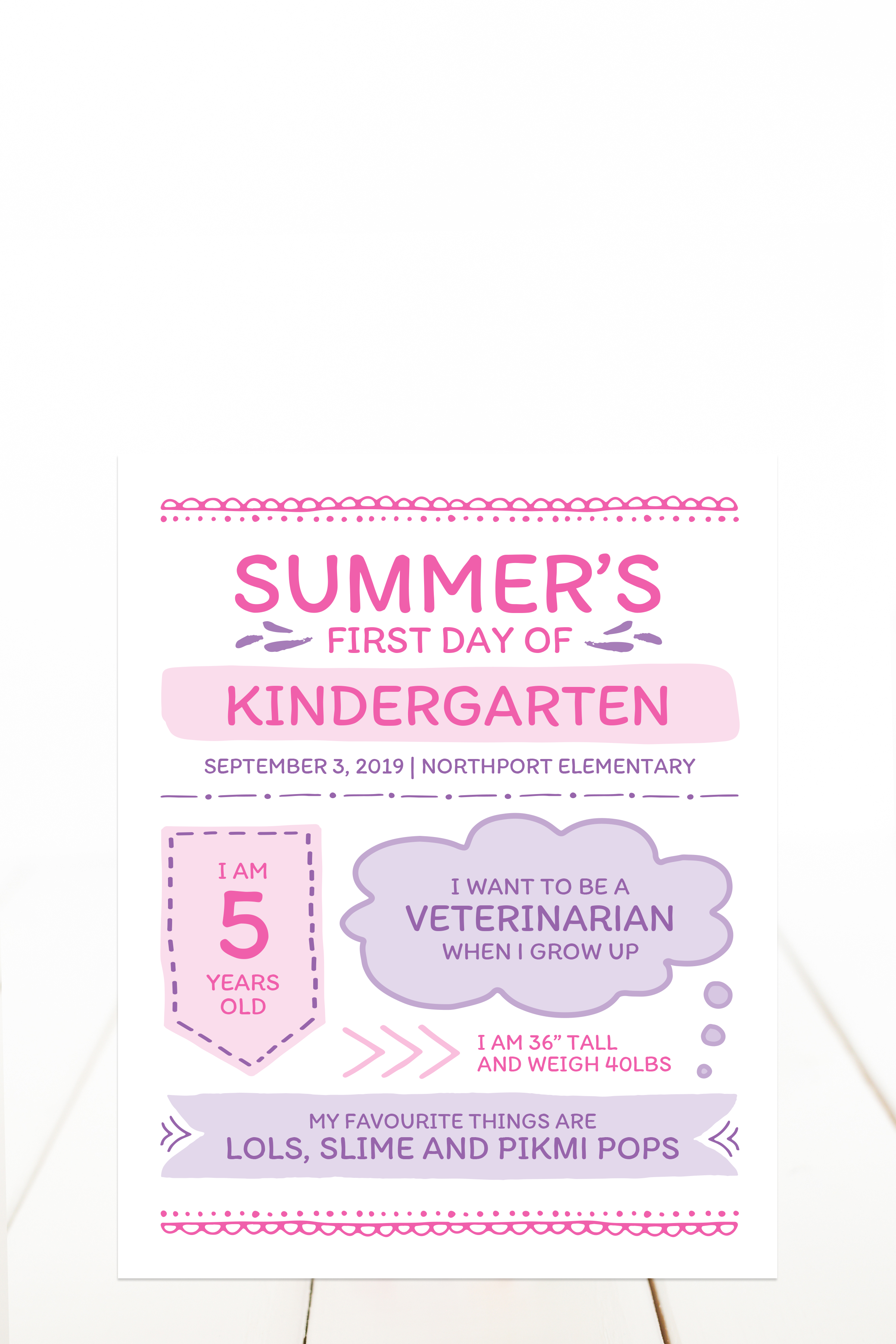 Pink First Day of School Sign – ARRA Creative