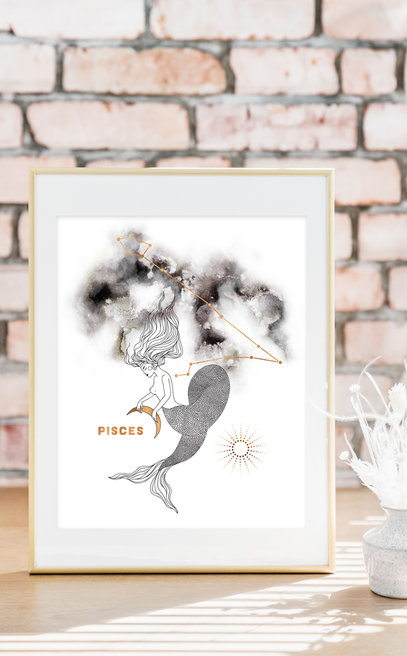 Pisces Zodiac Astrology Print | Digital Download – ARRA Creative