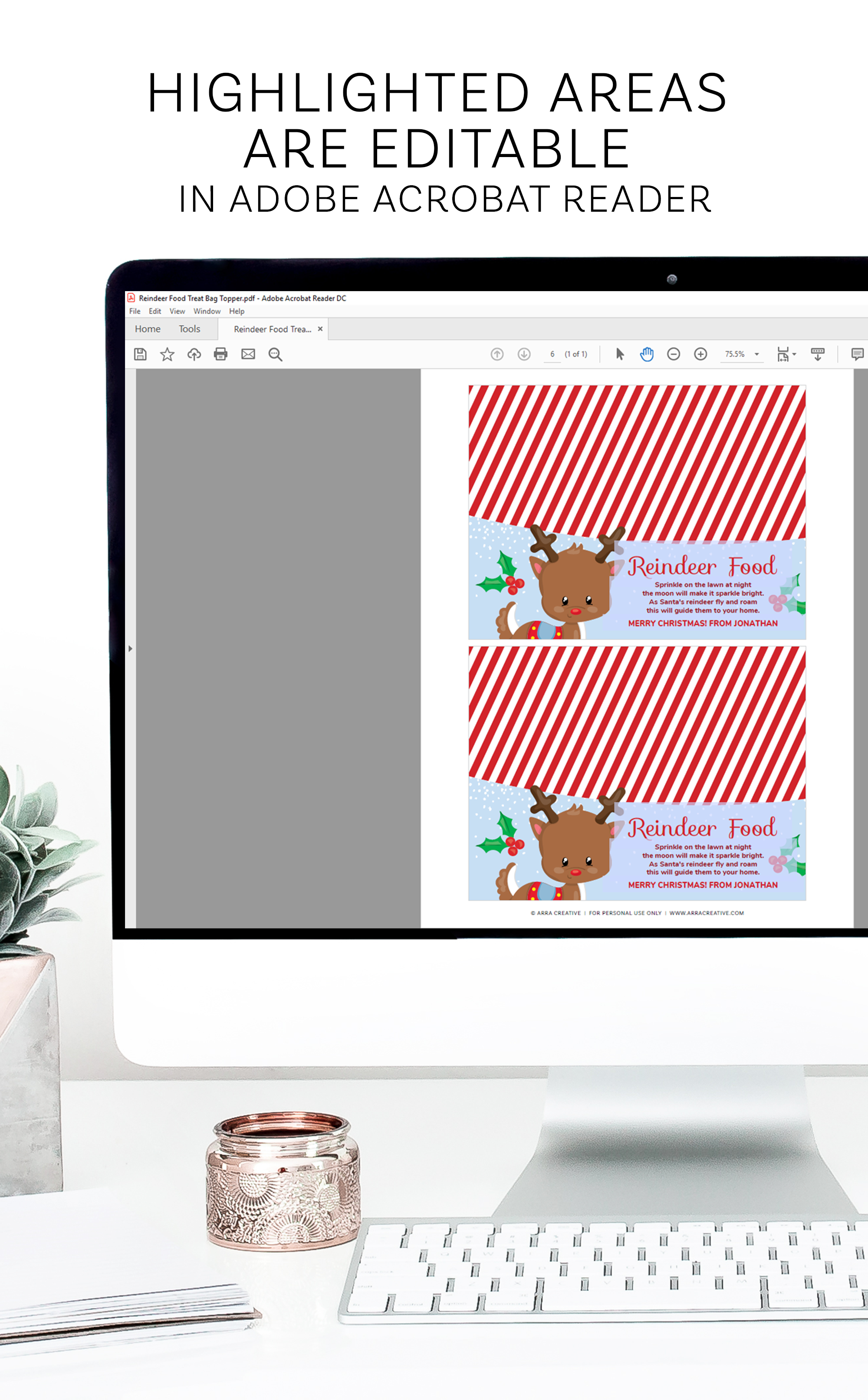 Printable Reindeer Food Christmas Treat Bag Toppers | Kids Gift Idea ...