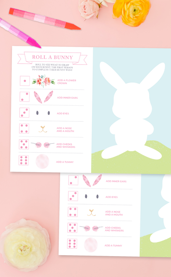 Roll a Bunny Game for Easter Party or Bunny Birthday Party – ARRA Creative