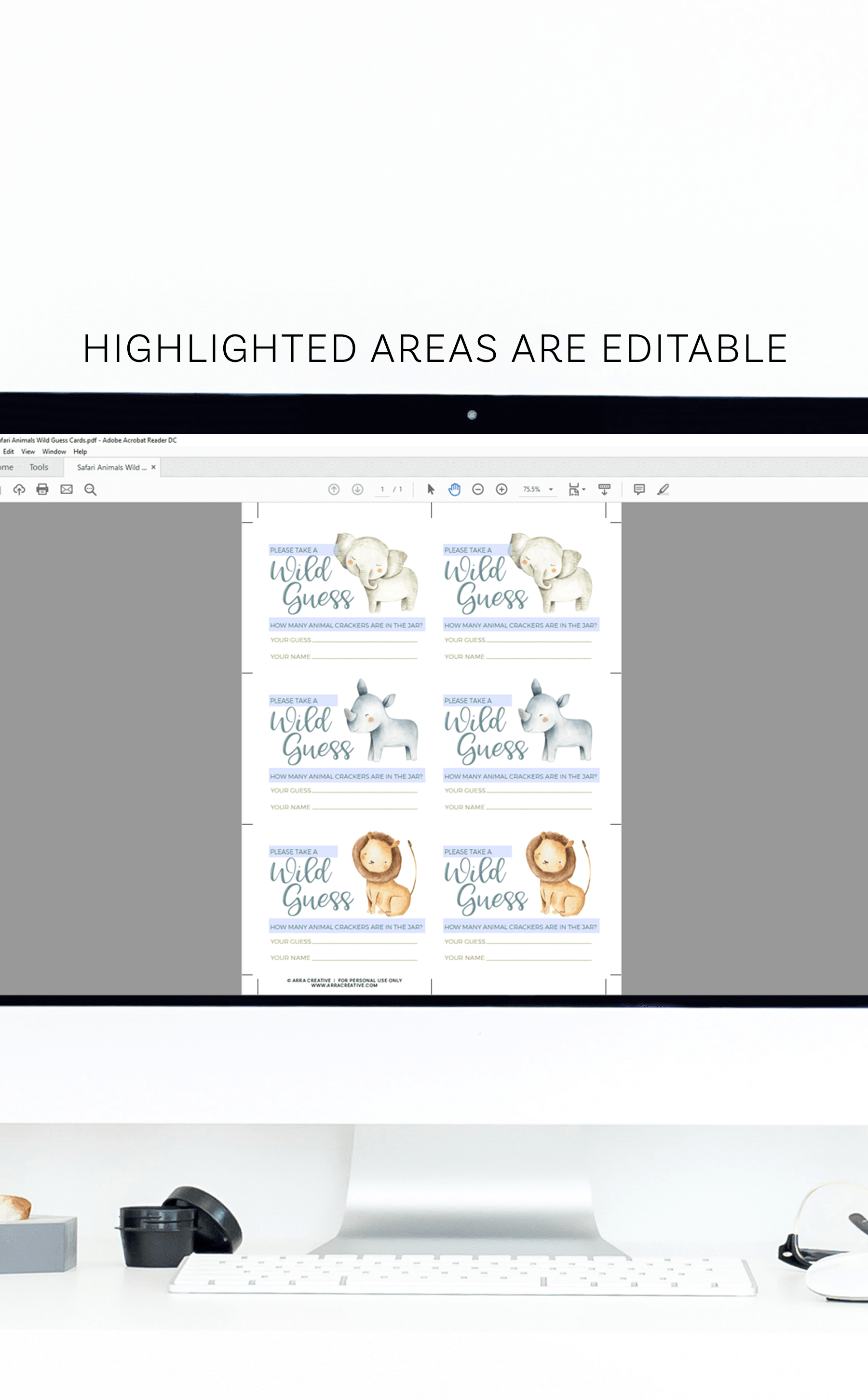 Take a Wild Guess Safari Animals Baby Shower Game – ARRA Creative