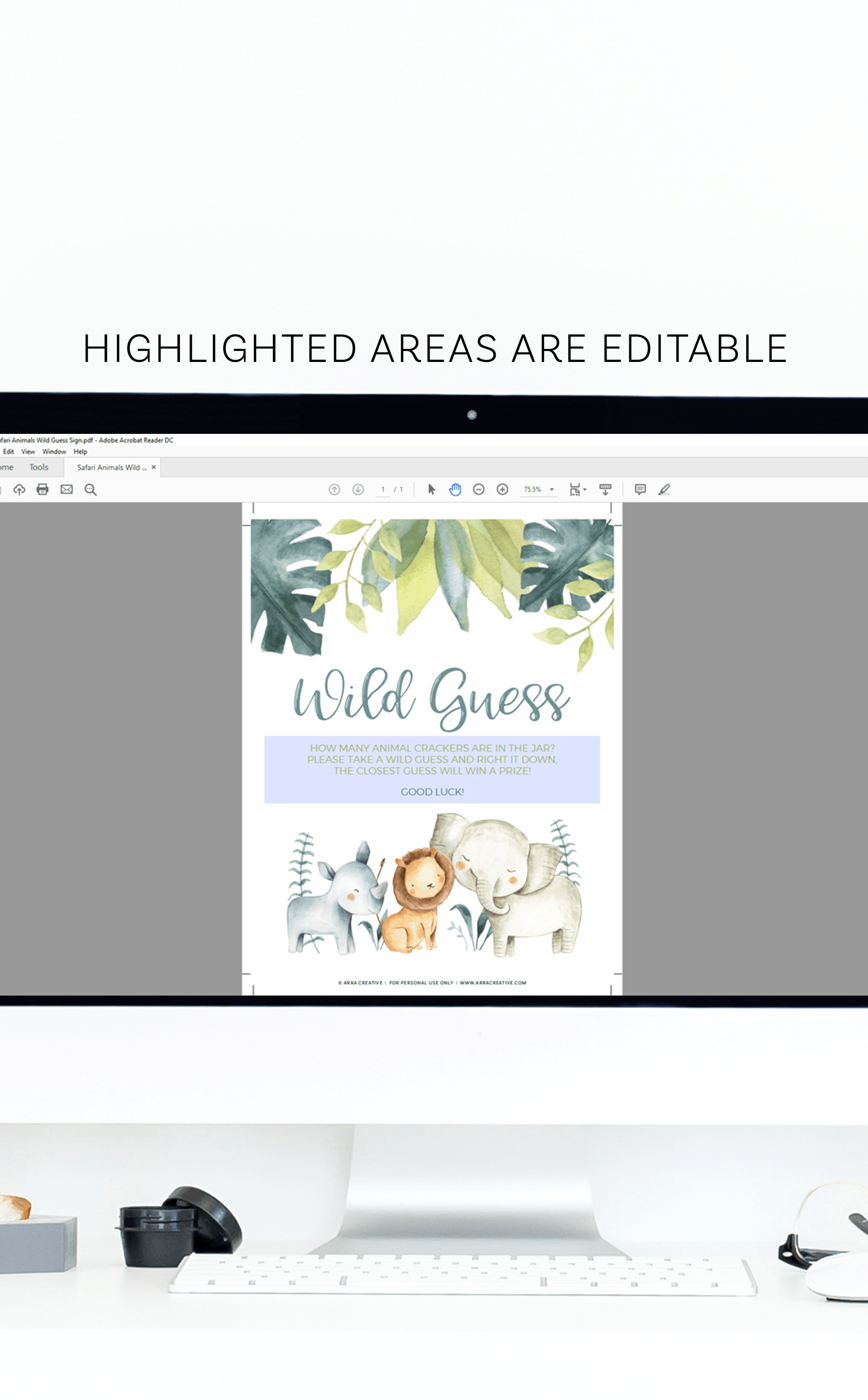 Take a Wild Guess Safari Animals Baby Shower Game – ARRA Creative