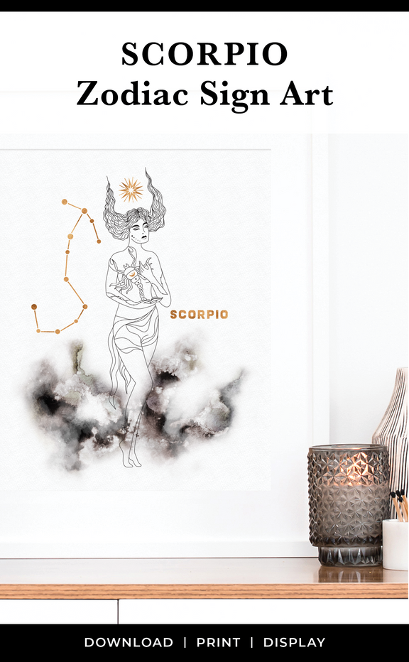 Scorpio Astrology Print | Instant Download Printable Zodiac Sign – ARRA ...