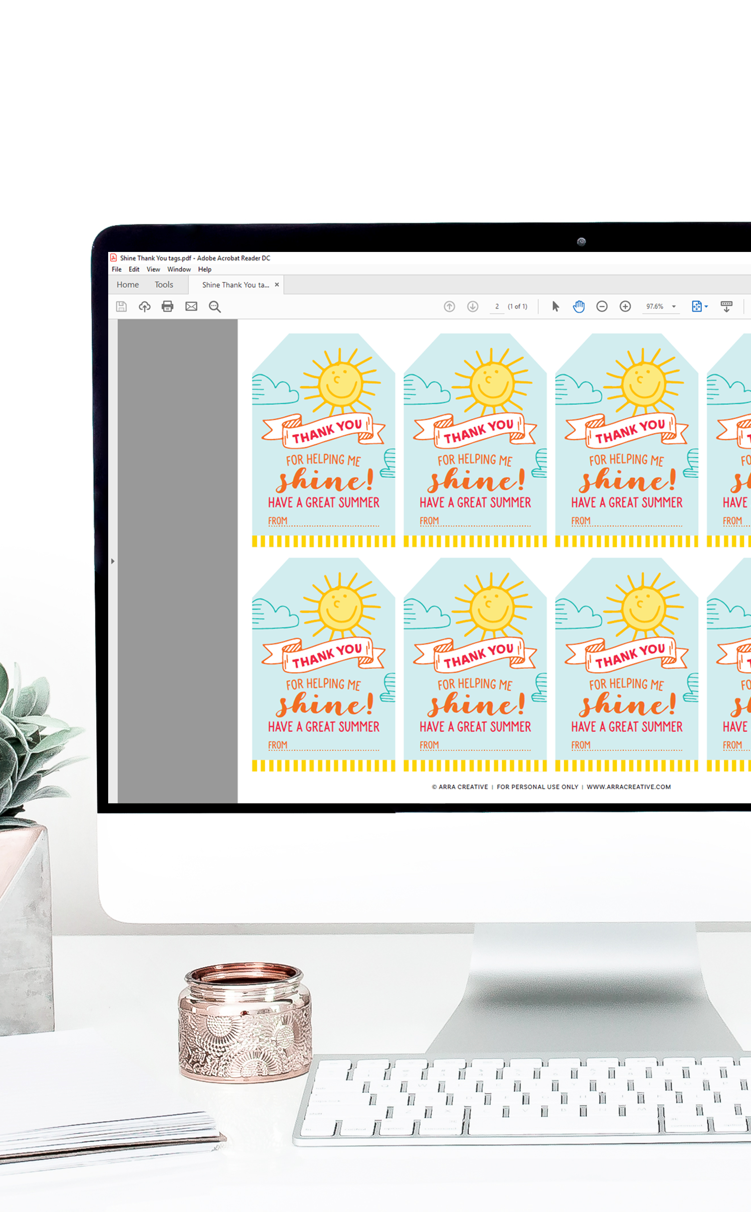 Shine Teacher Thank You Gift Card Holder and Gift Tags – ARRA Creative