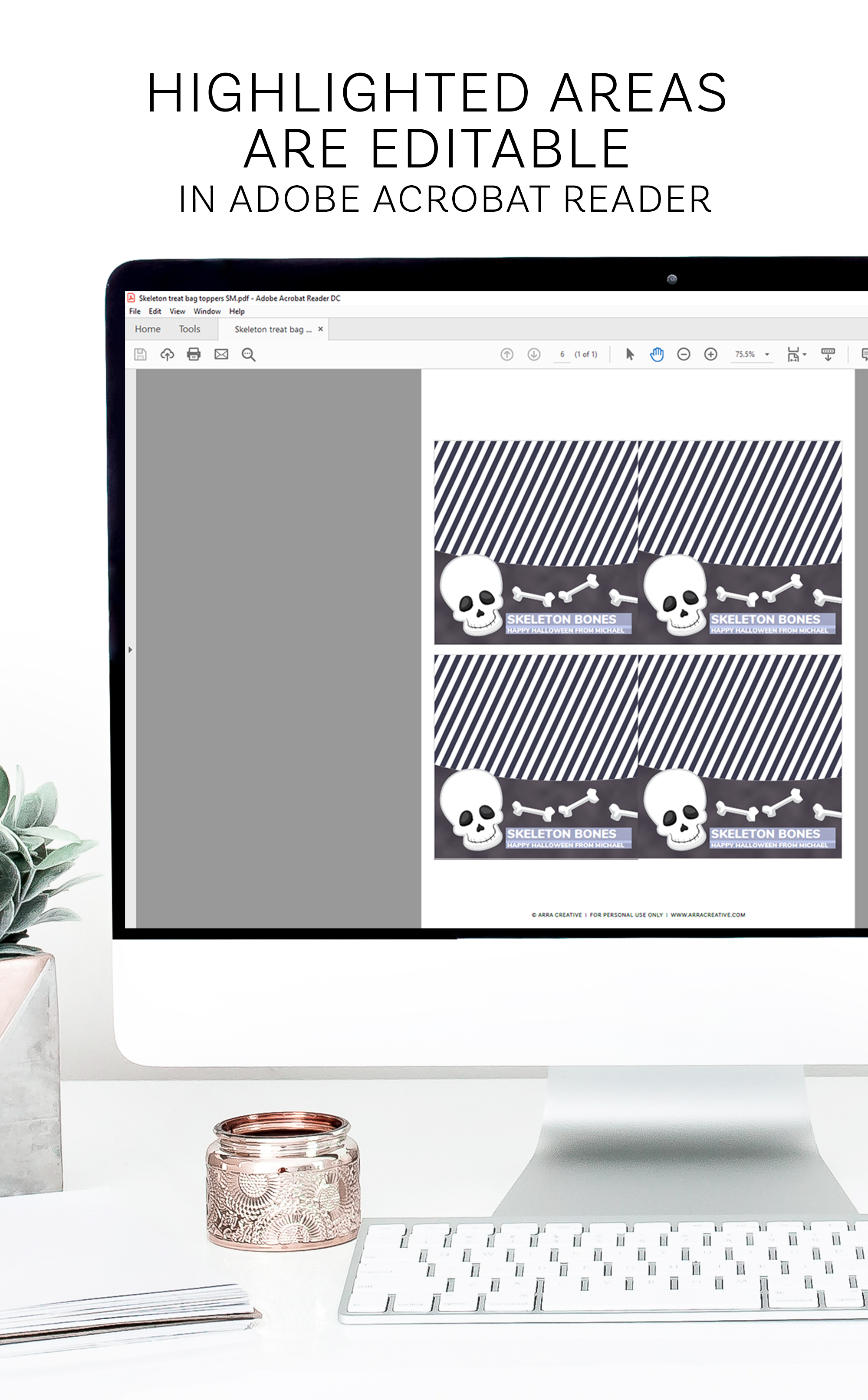 Halloween Skeleton Bones Treat Bag Topper – ARRA Creative