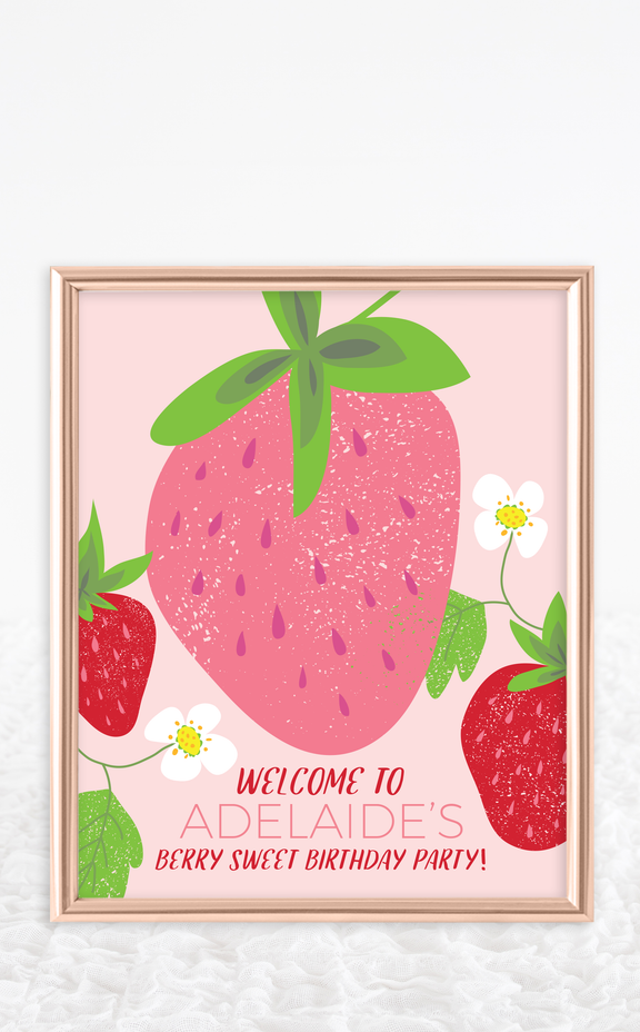 Strawberry Birthday Party Welcome Sign – ARRA Creative