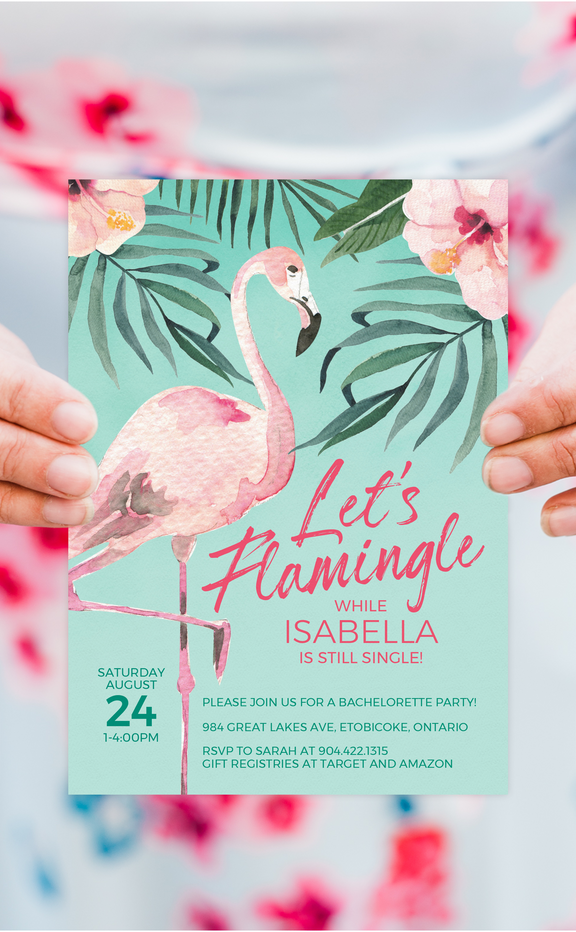 Let's Flamingle Bachelorette Party Invitation - Tropical Flamingo Party ...