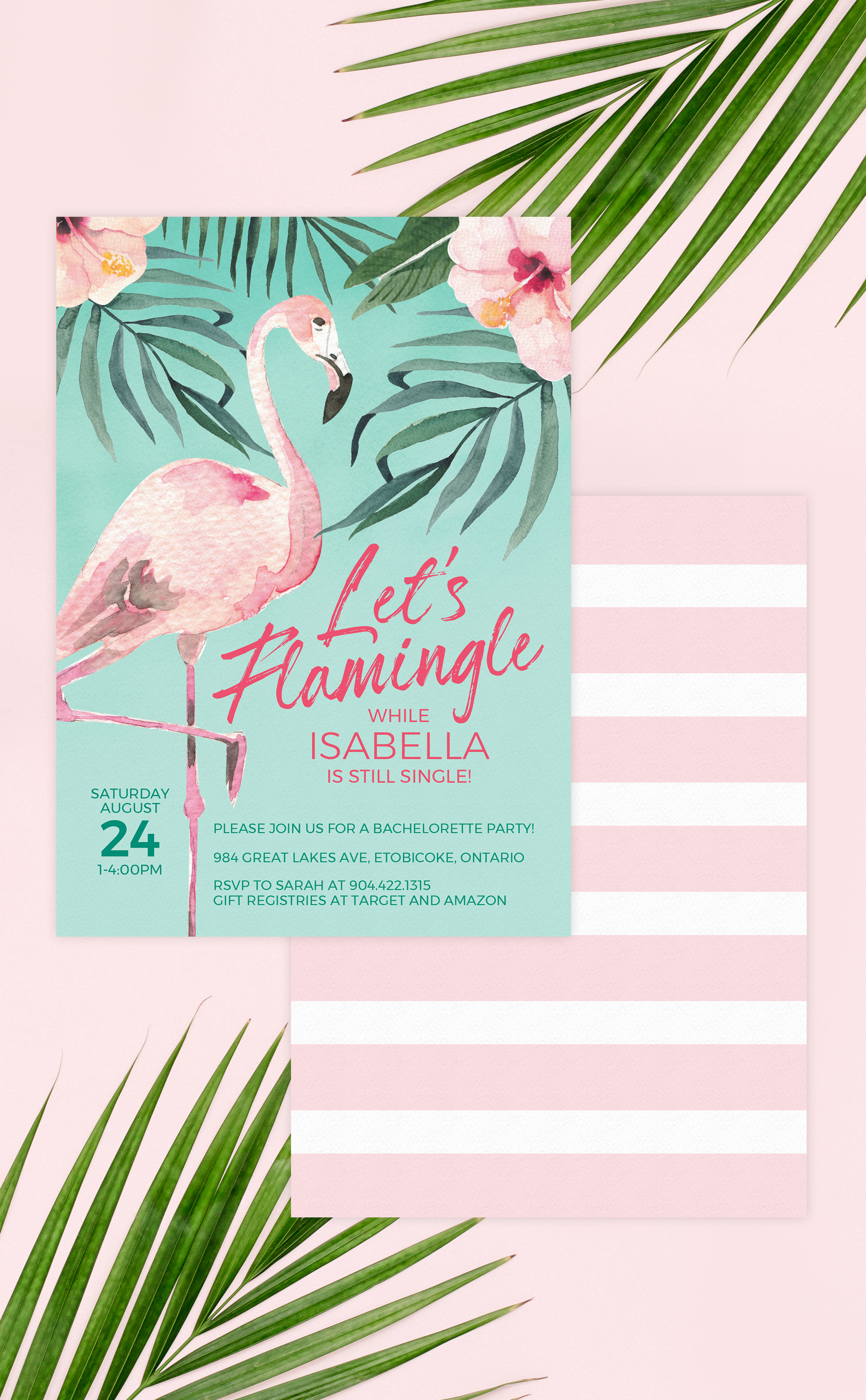 Let's Flamingle Bachelorette Party Invitation - Tropical Flamingo Party ...