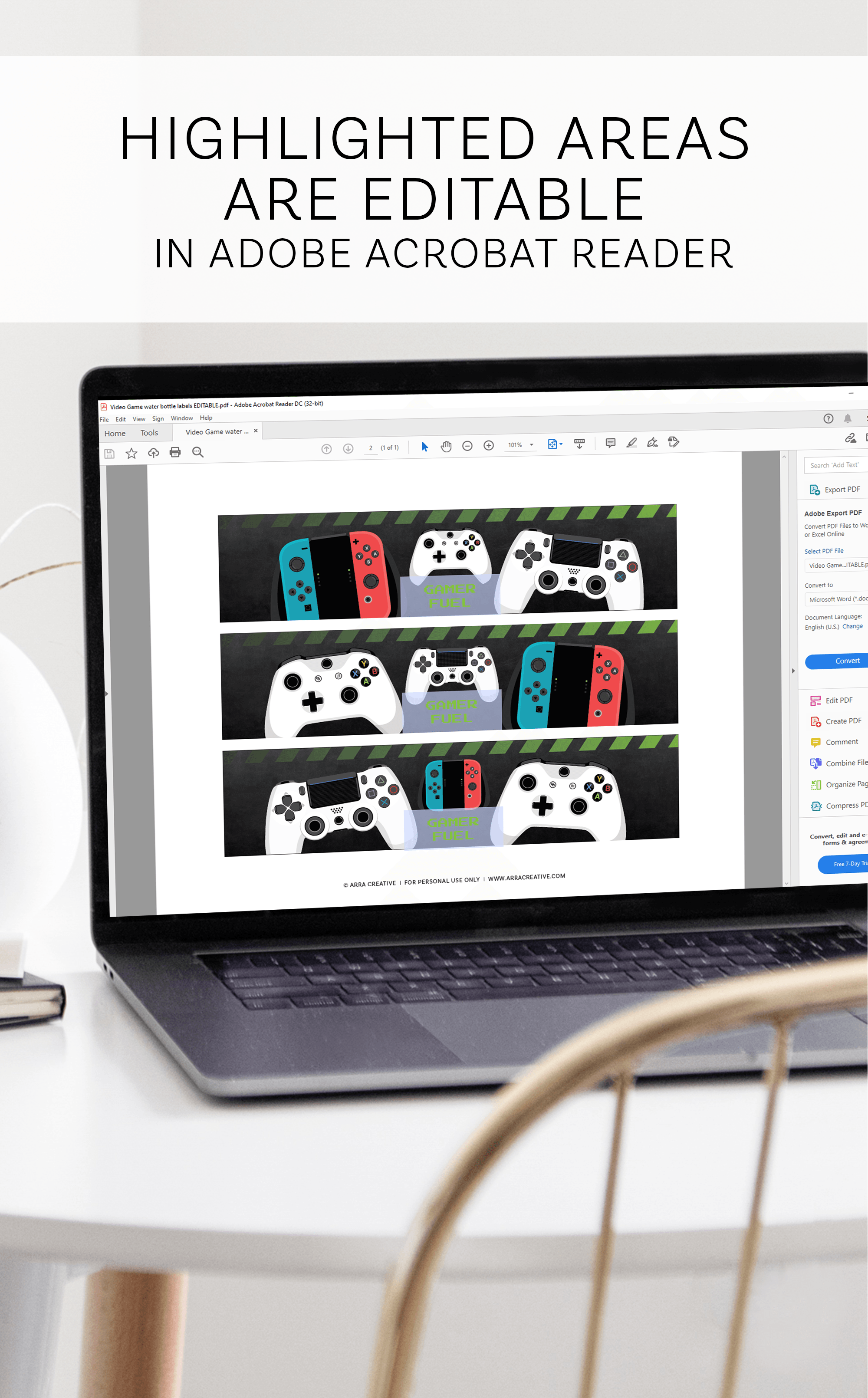 Printable Video Game Water Bottle Labels | Gamer Fuel Party Decoration ...