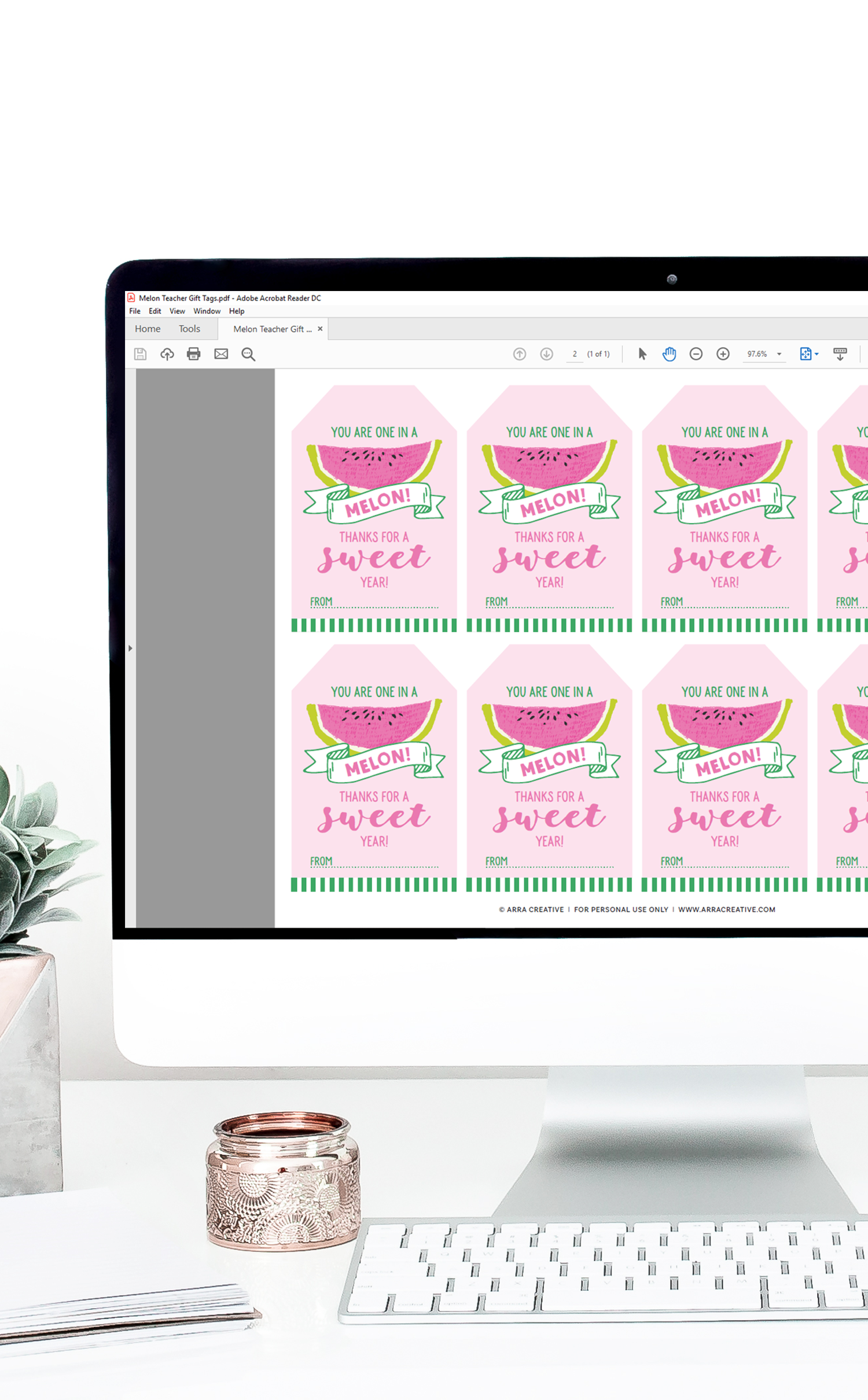 Melon Teacher Thank You Gift Card Holder and Gift Tags – ARRA Creative