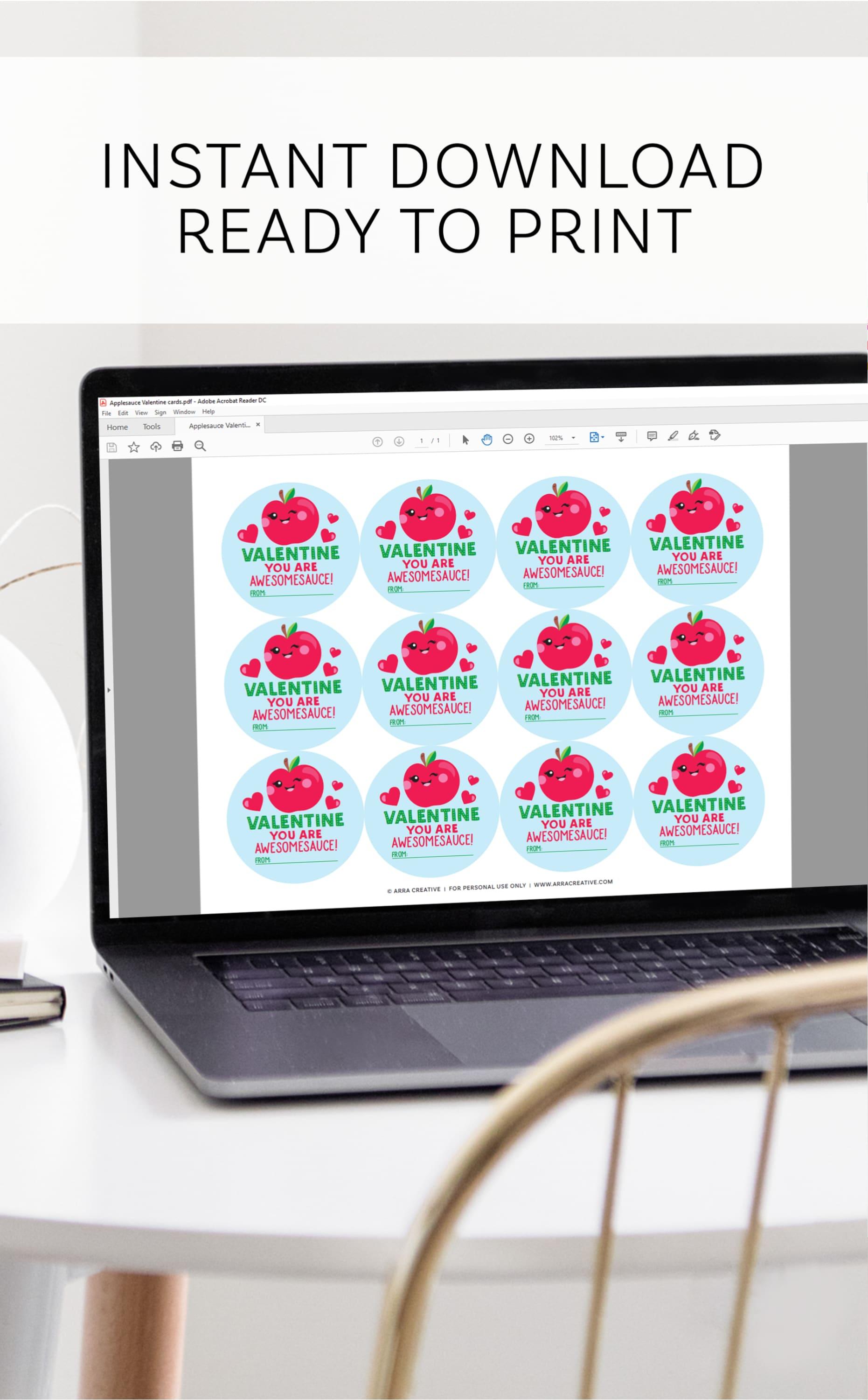 Applesauce Valentine's Day Cards for Kids | Classroom Valentine Gift ...