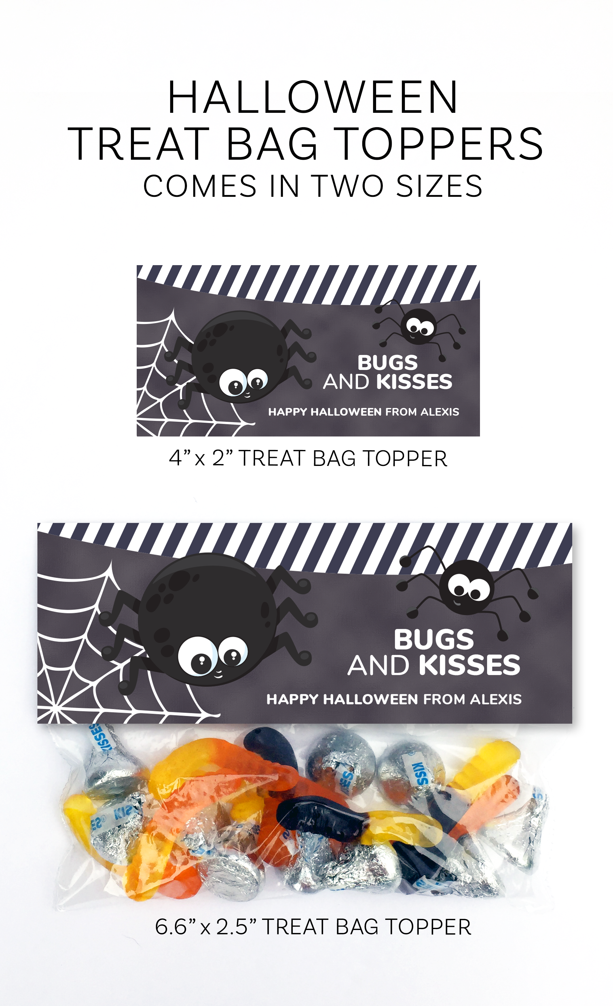 Halloween Bugs and Kisses Treat Bag Topper | Kids Halloween Treats ...