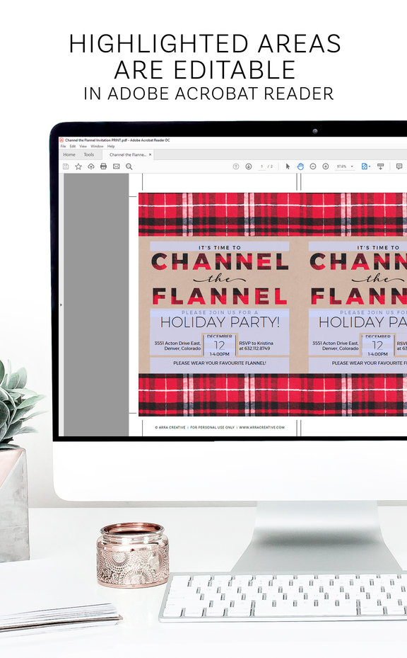 Channel the Flannel Christmas Party Invitation | Printable File – ARRA ...