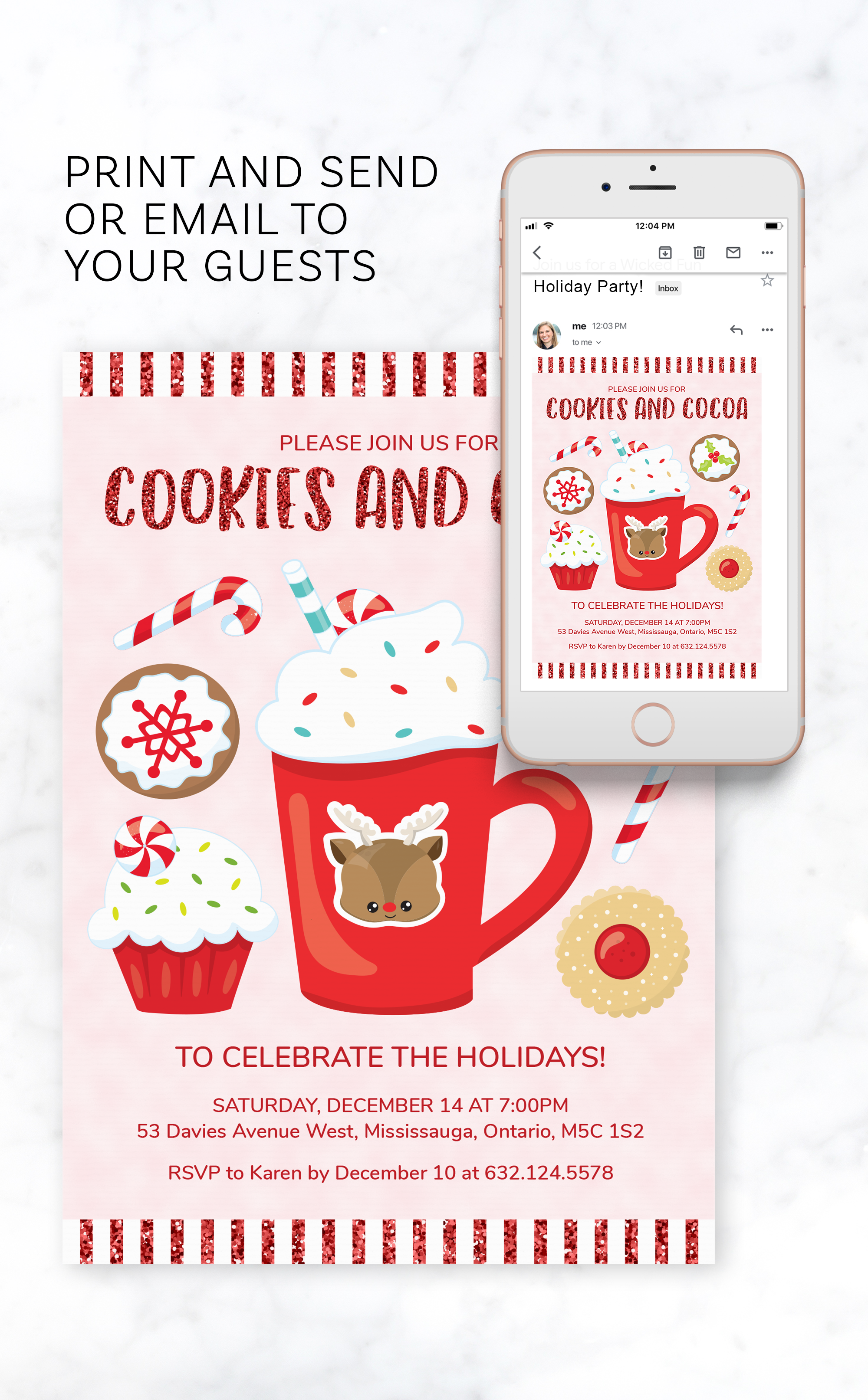 Cookies and Cocoa Christmas Party Invitation for Kids | Printable File ...