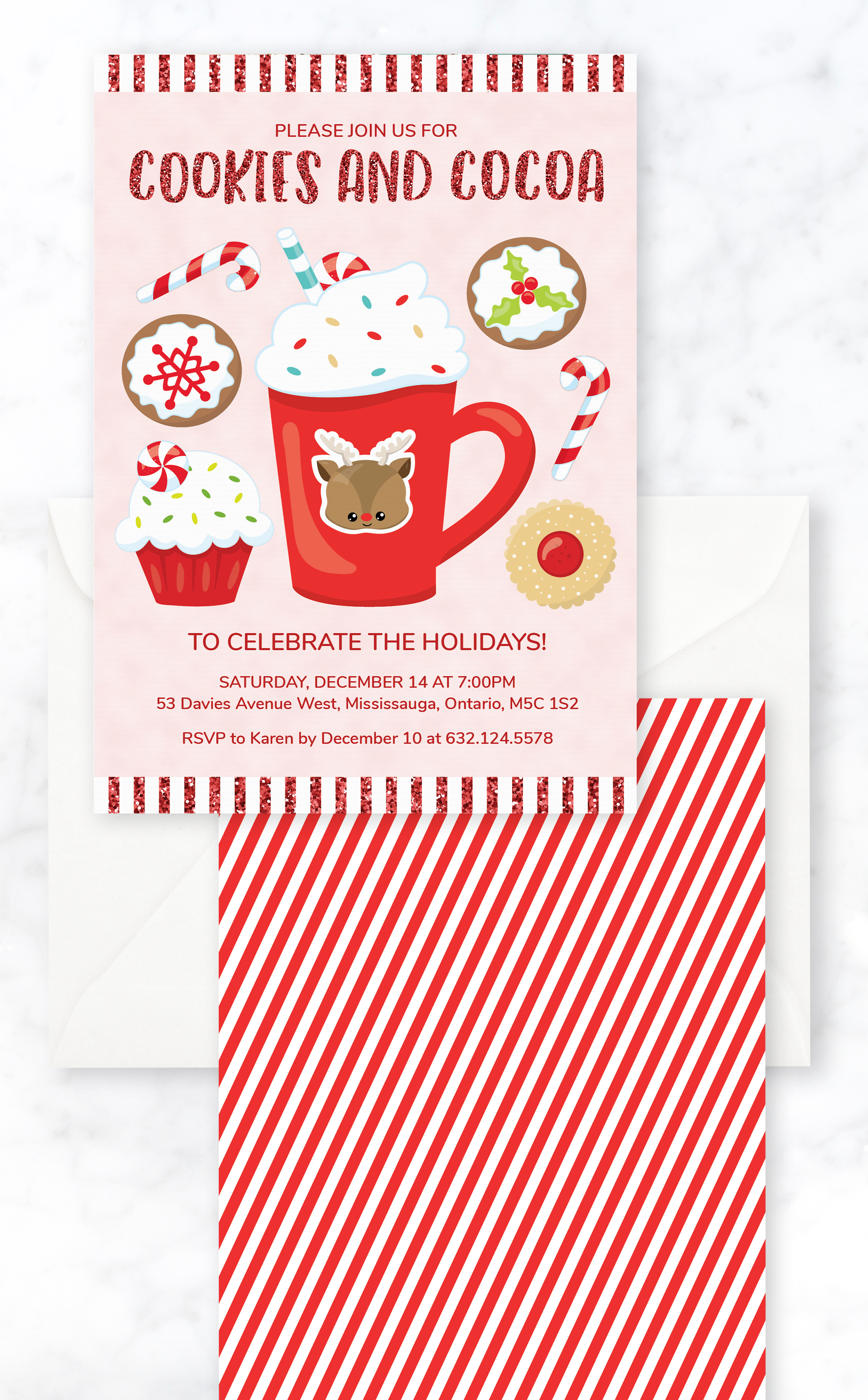 Cookies and Cocoa Christmas Party Invitation for Kids | Printable File ...