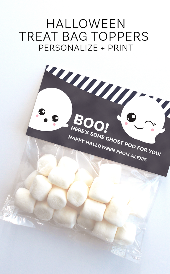 Printable Halloween Ghost Poo Treat Bag Toppers | Halloween Candy Bag ...