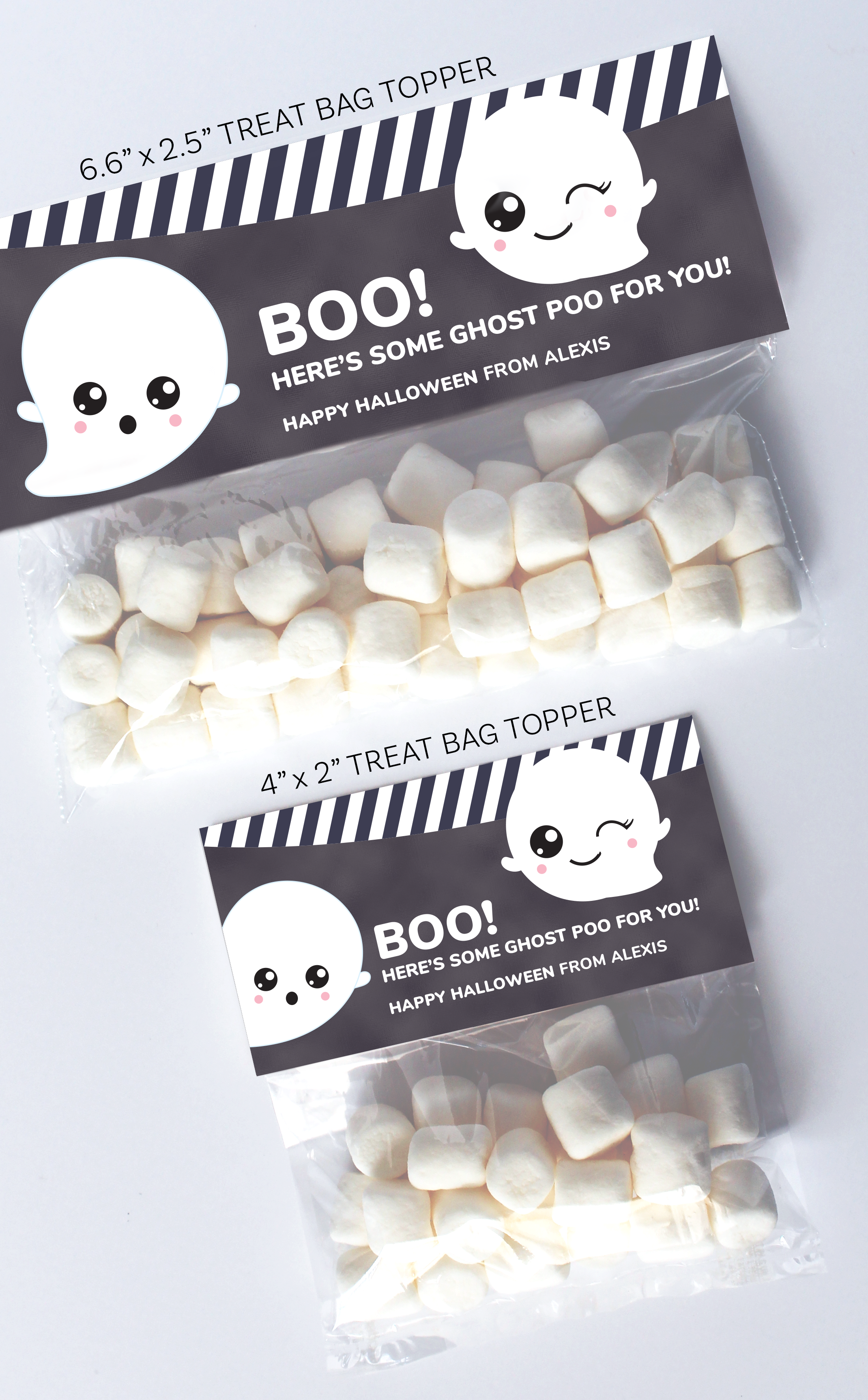 Printable Halloween Ghost Poo Treat Bag Toppers | Halloween Candy Bag ...