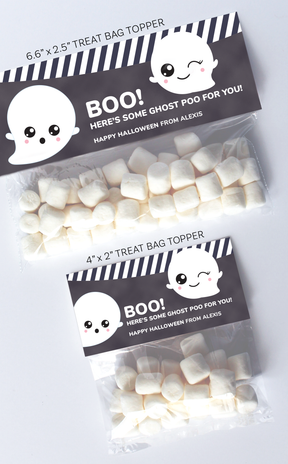Printable Halloween Ghost Poo Treat Bag Toppers | Halloween Candy Bag ...
